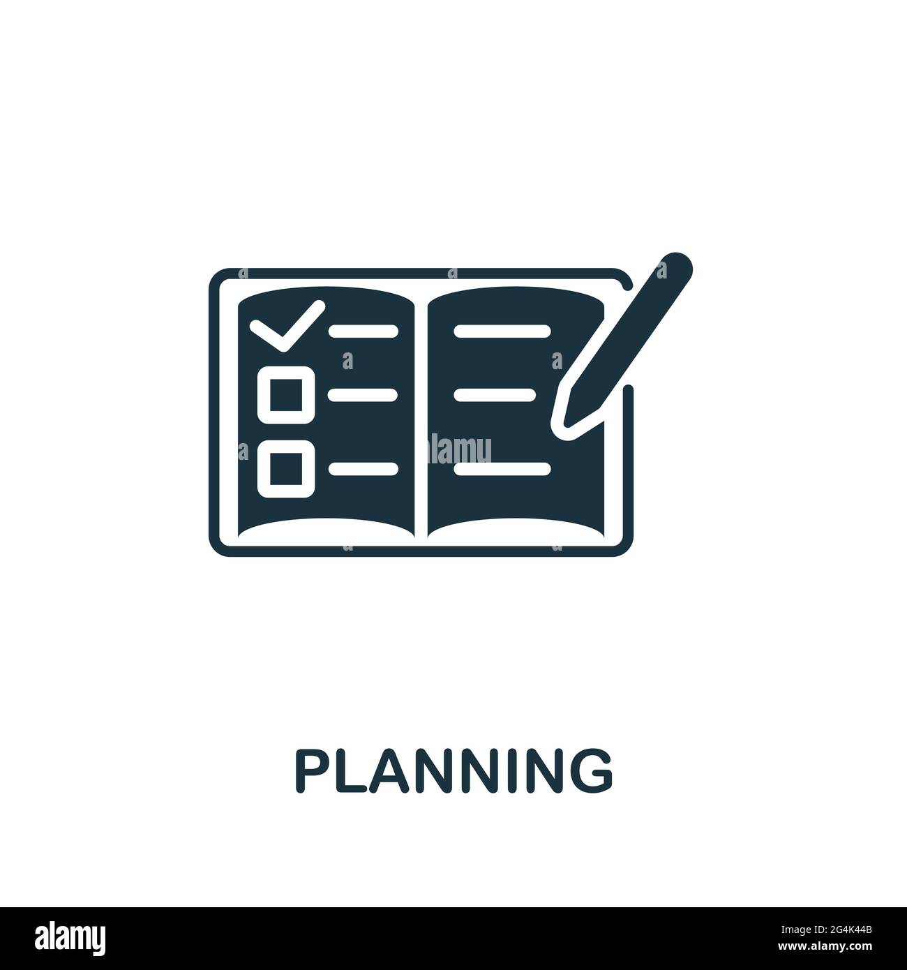 Planning icon. Monochrome simple element from soft skill collection ...