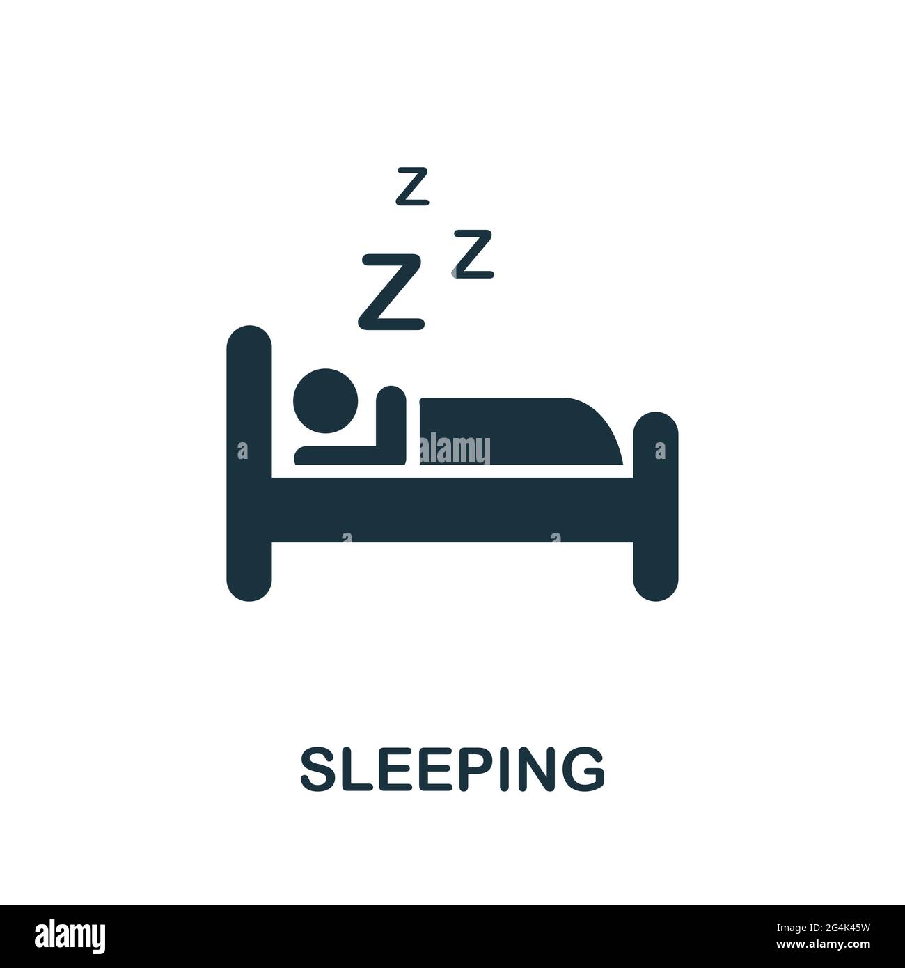 Sleeping icon. Monochrome simple element from therapy collection ...