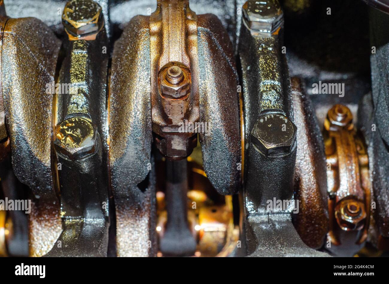 Closeup shot of a dirty engine disassembly crankshaft carbon Stock ...
