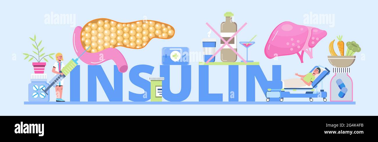 Insulin header concept vector. Diabetes mellitus, type 2 diabetes and ...