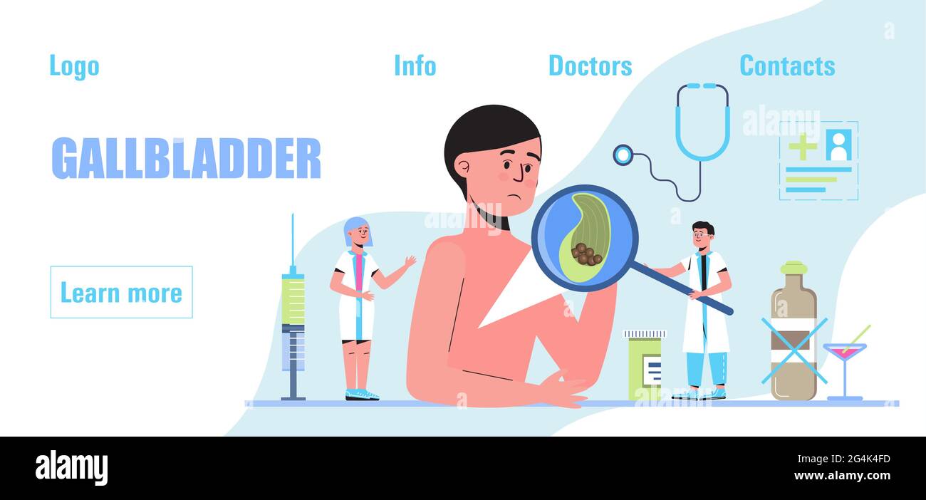 Gallbladder concept vector. Doctors treat gallstones. Biliary ...