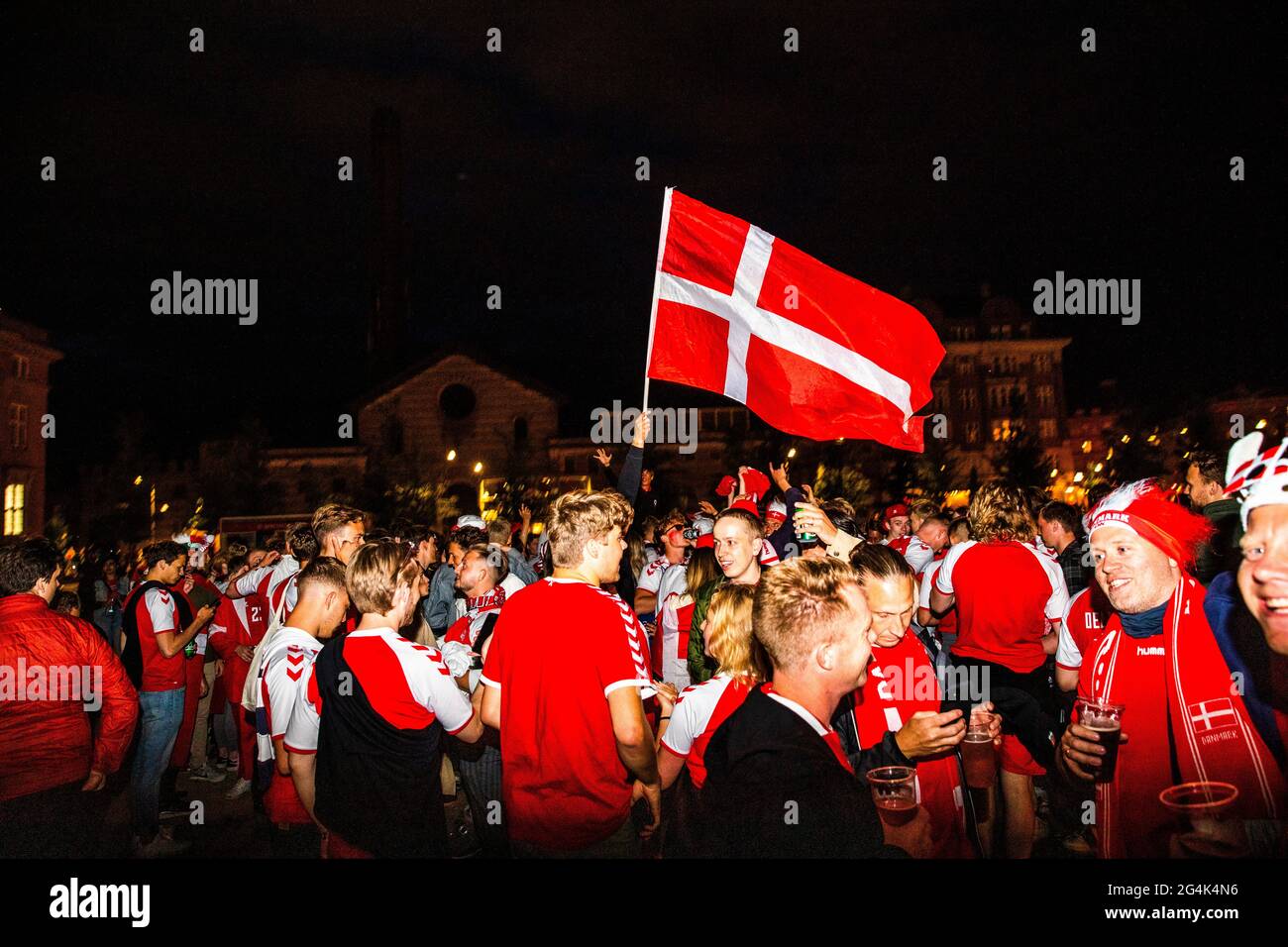 Copenhagen, Denmark. 21st June, 2021. Ecstatic Danish football fans ...