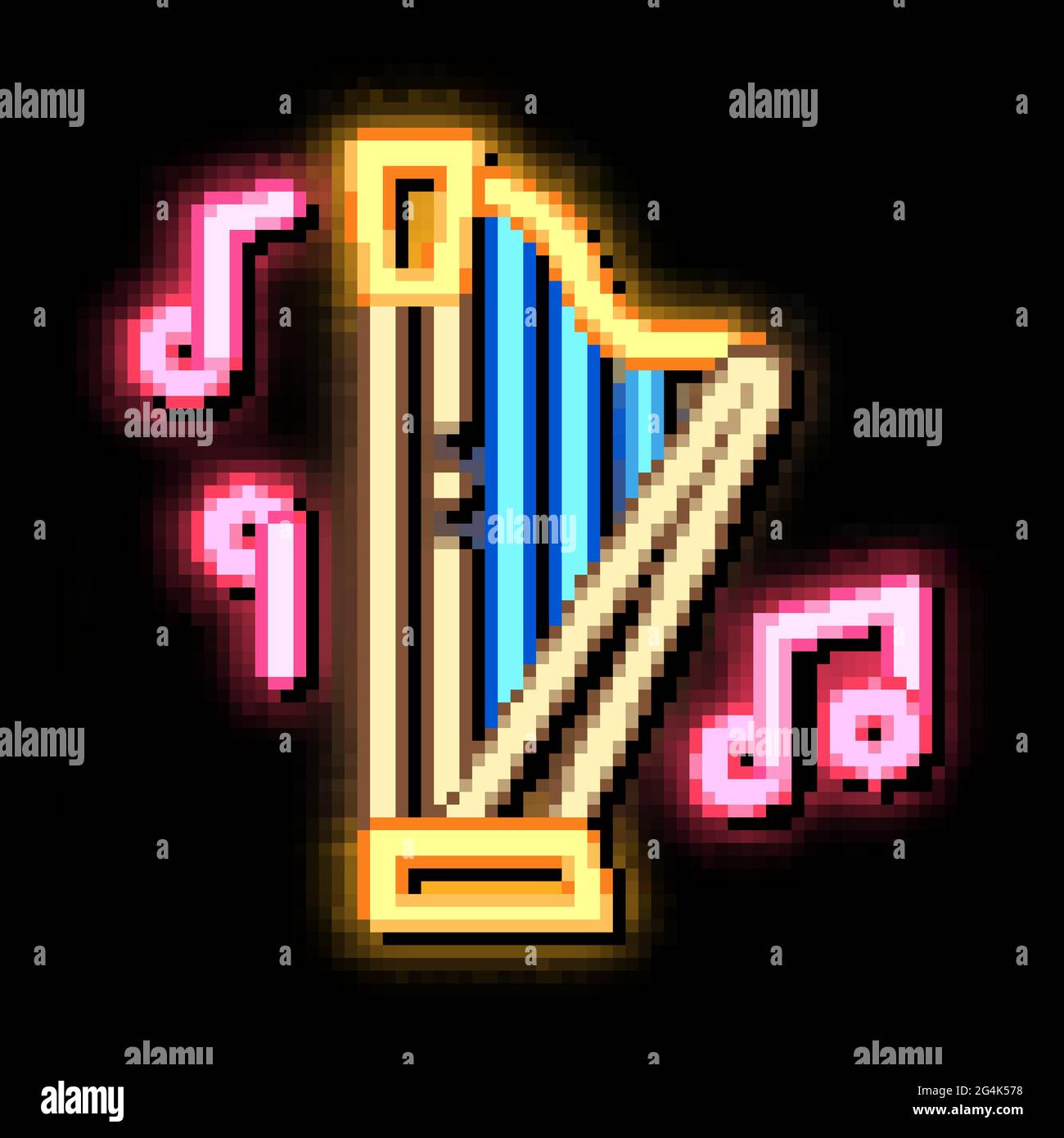 musical harp neon glow icon illustration Stock Vector Image & Art - Alamy