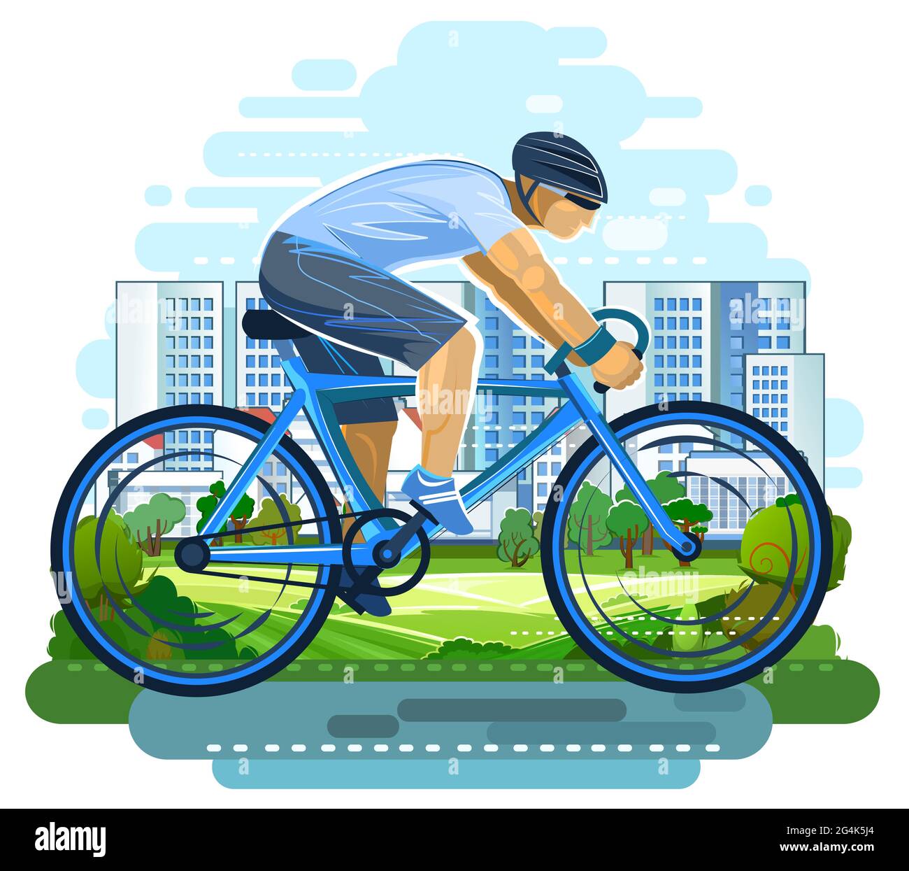 The boy ridesin a helmet a bicycle. Cycling. Fitness and healthy ...