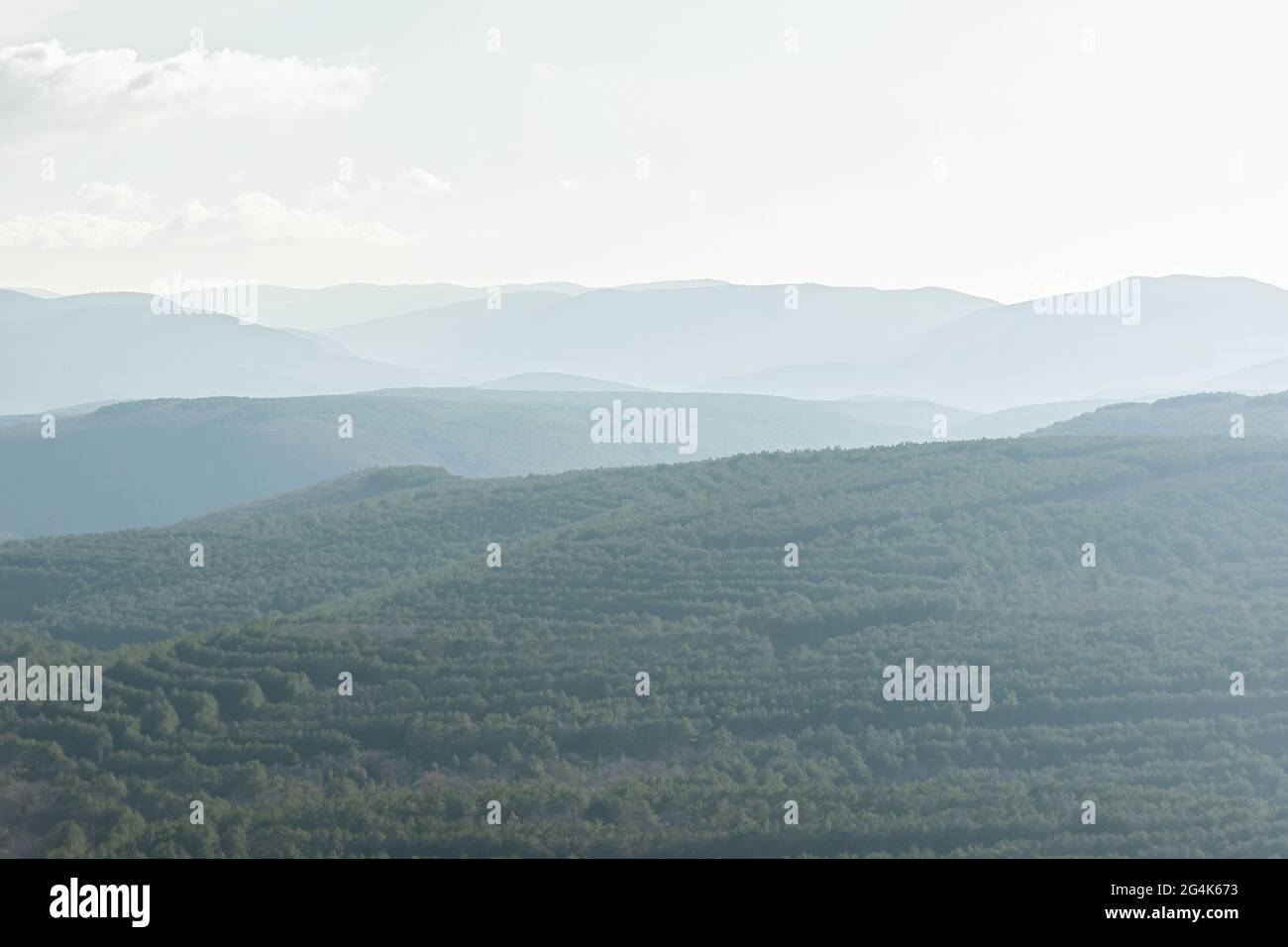 Mountains blue smoky landscape. Beautiful atmospheric morning misty ...