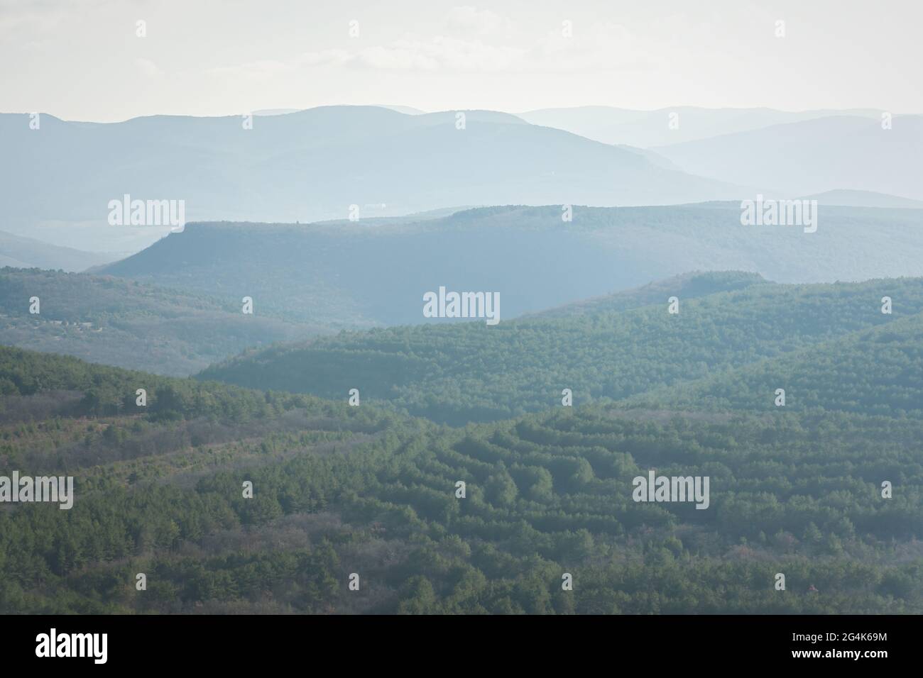 Mountains blue smoky landscape. Beautiful atmospheric morning misty ...