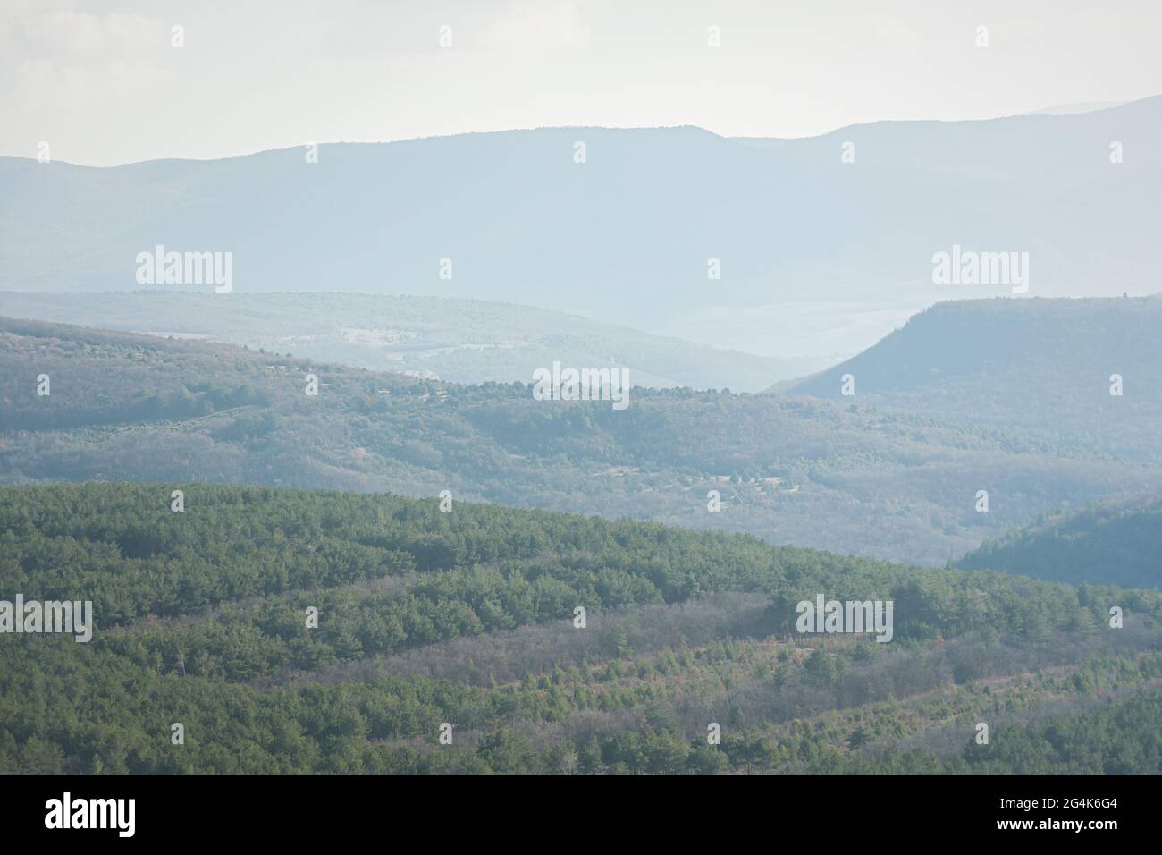 Mountains blue smoky landscape. Beautiful atmospheric morning misty ...