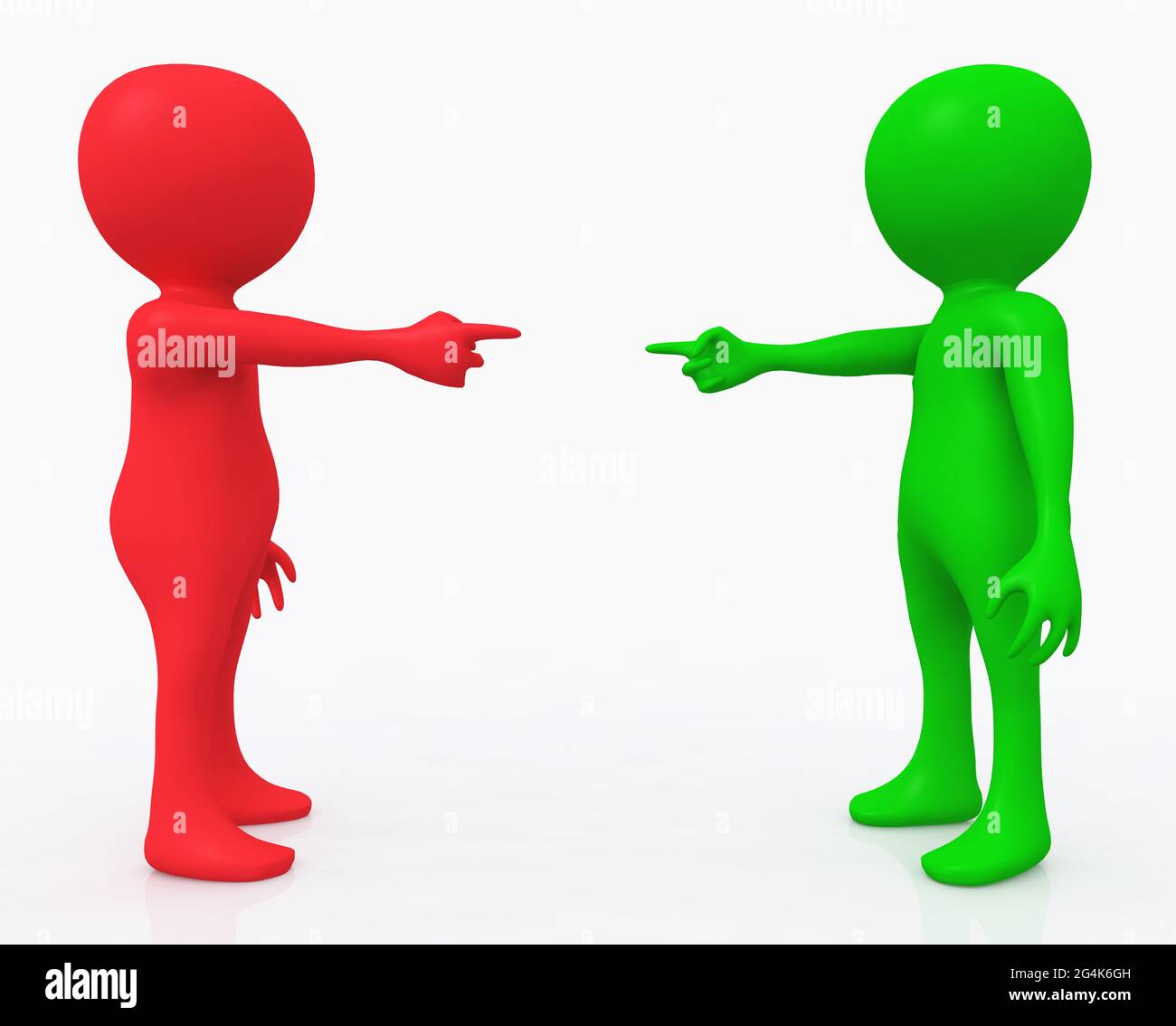 Two 3D figures point to each other Stock Photo - Alamy