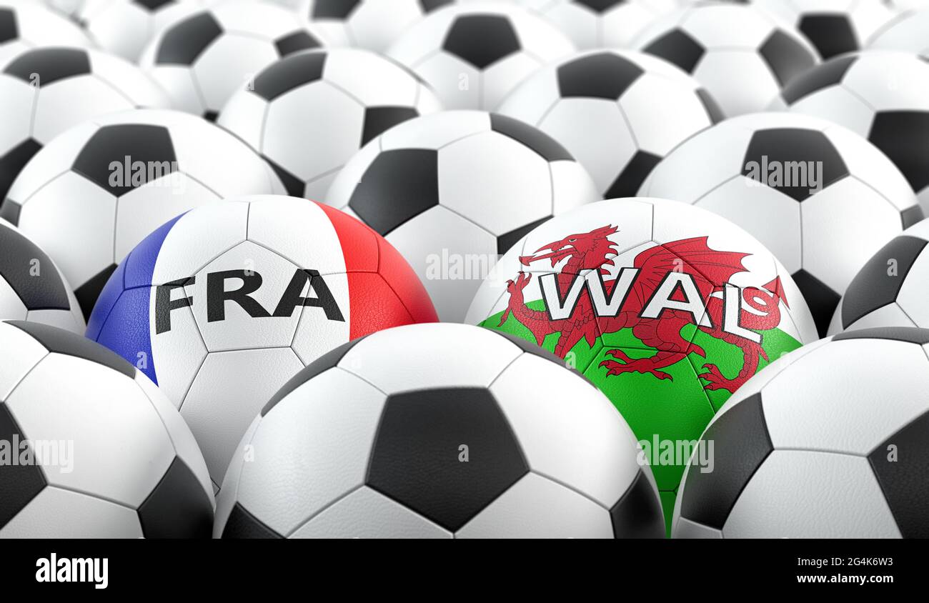 Wales vs. France Soccer Match - Leather balls in Wales and France ...