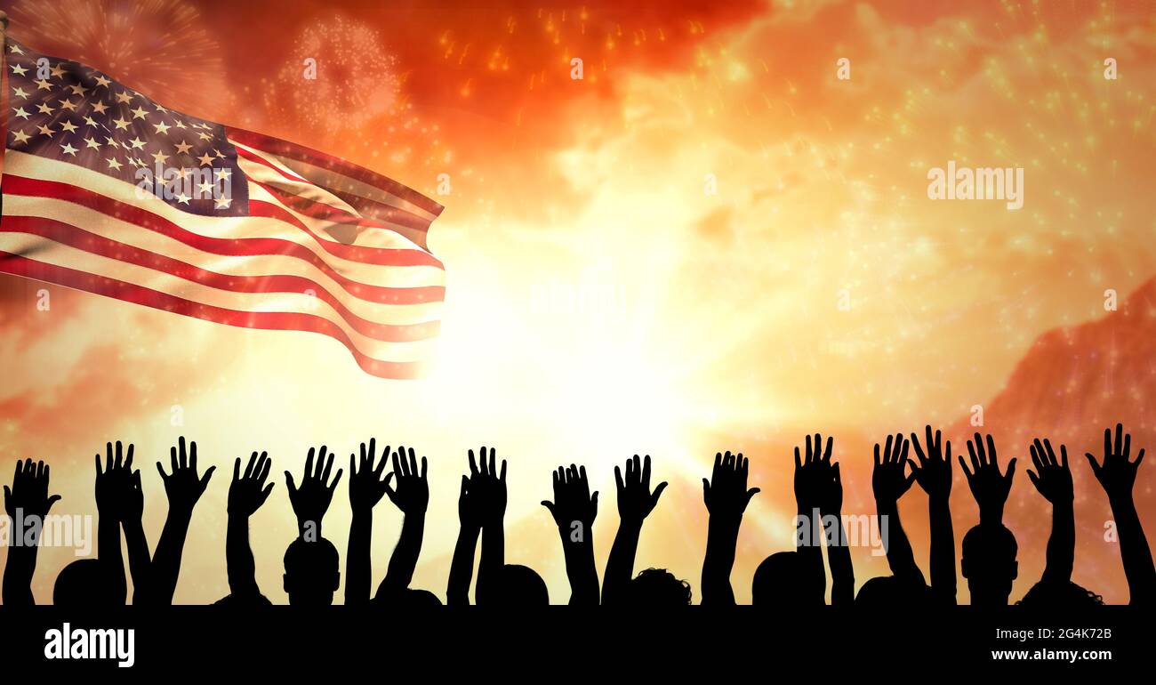 American flag raising hi-res stock photography and images - Alamy