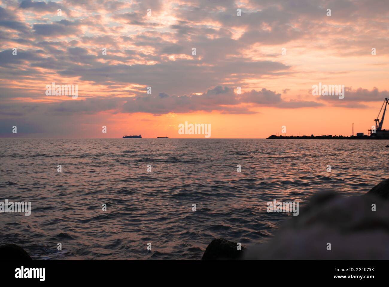 Red sky, beautiful sunset in Poti, Georgia Stock Photo - Alamy