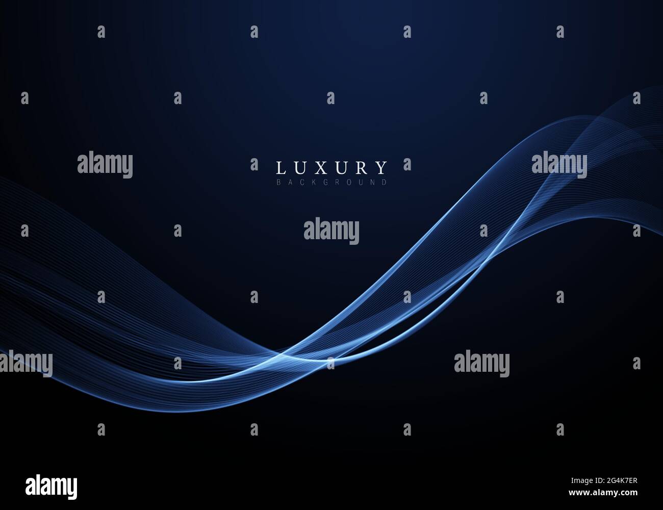 Abstract shiny color blue wave design element on dark background Stock ...