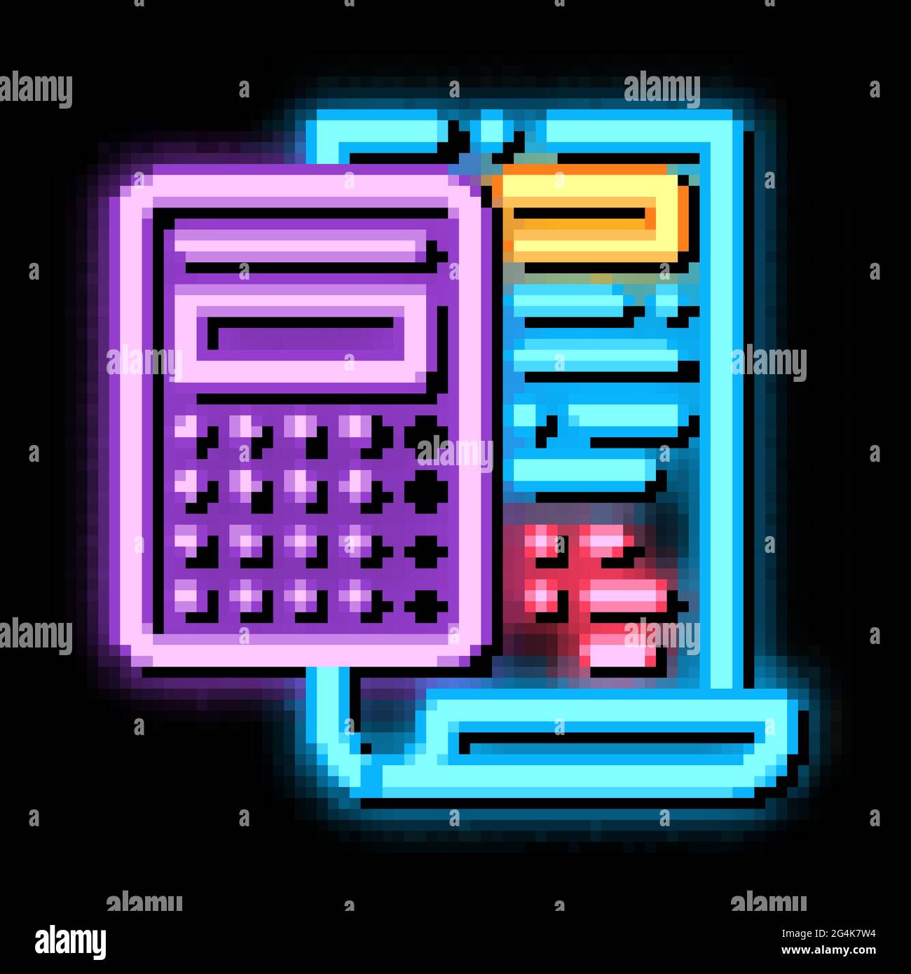 court sentence cache calculation neon glow icon illustration Stock ...