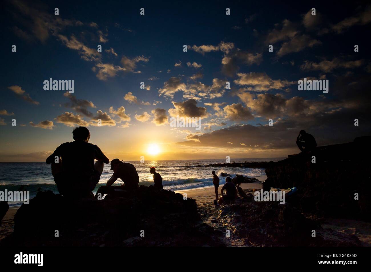 Reunion Island: sunset on the beach of Boucan Canot Stock Photo - Alamy