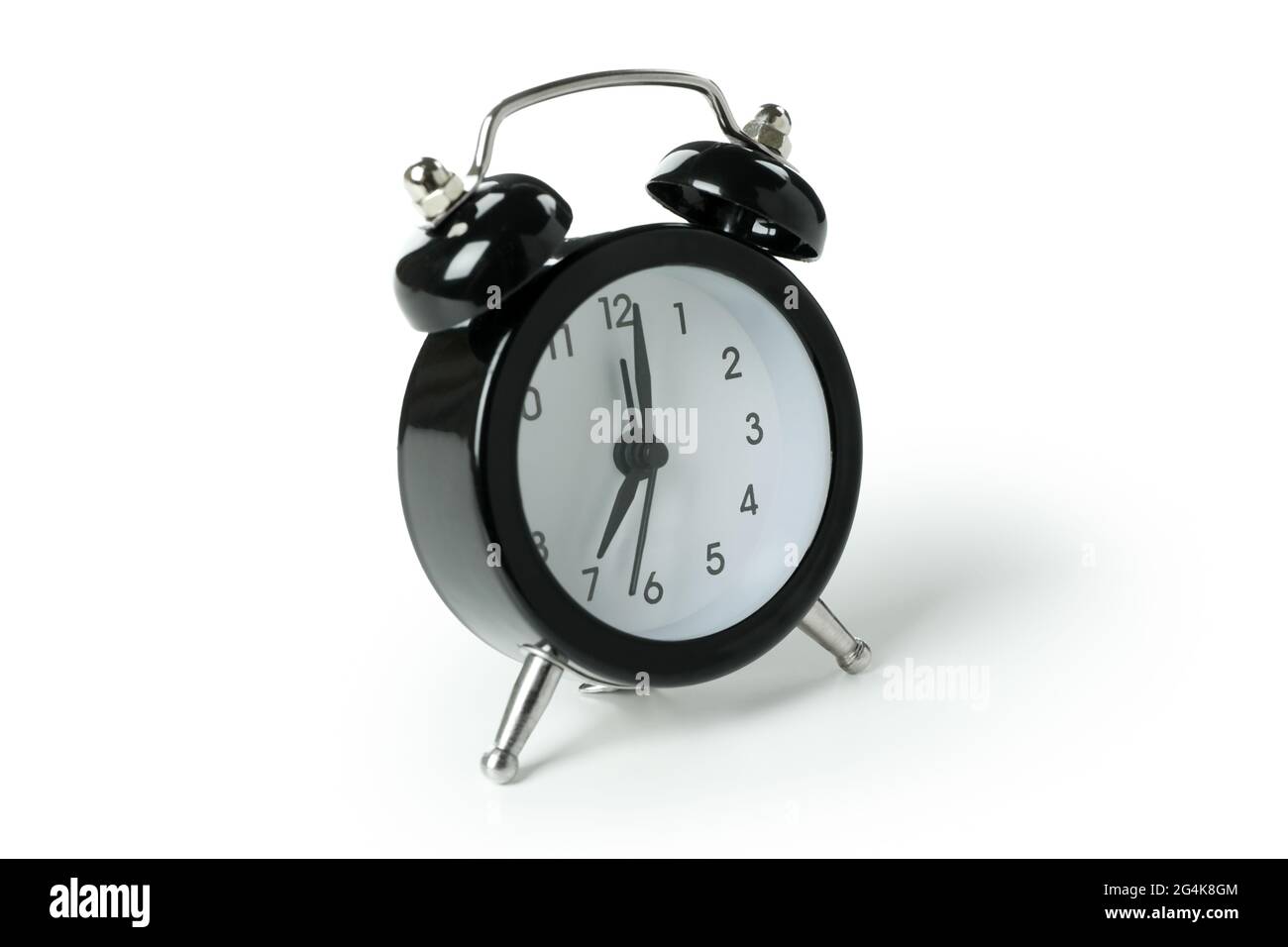 Black alarm clock isolated on white background Stock Photo - Alamy