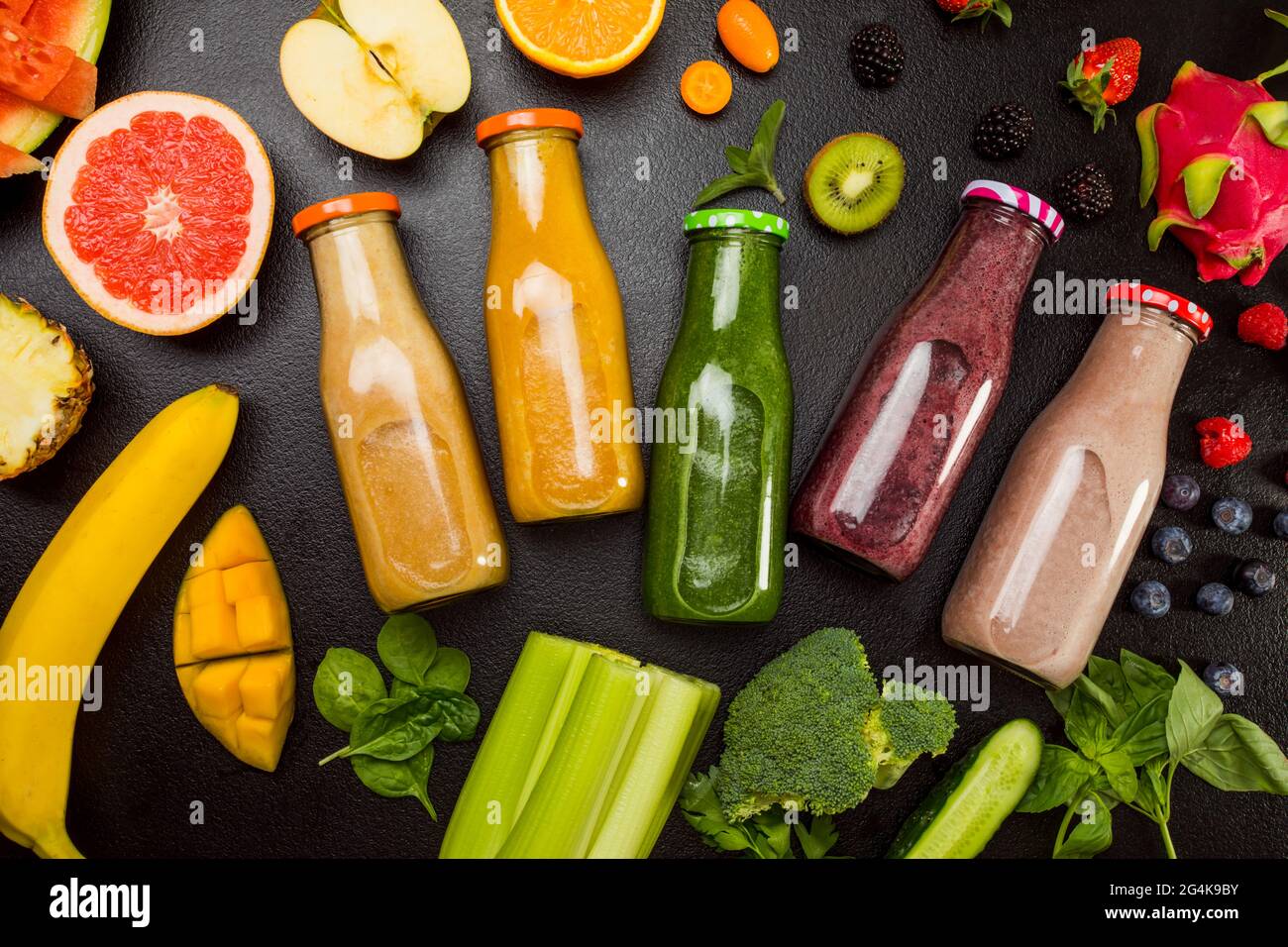 The wonderful natural smoothies in glasses for every taste Stock Photo ...