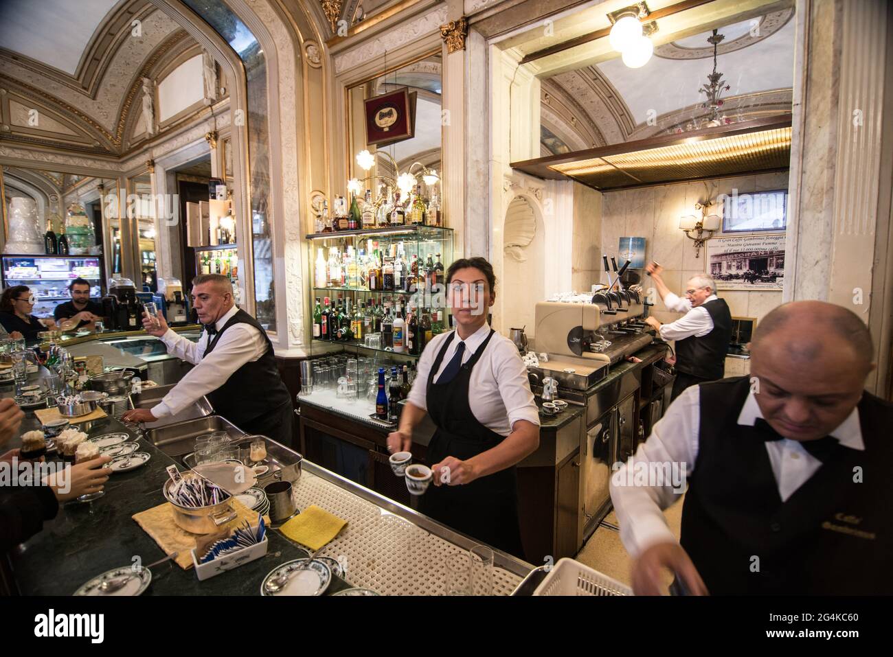 Historical Cafe Gambrinus, Plebiscito Square, Naples, Campania, Italy ...