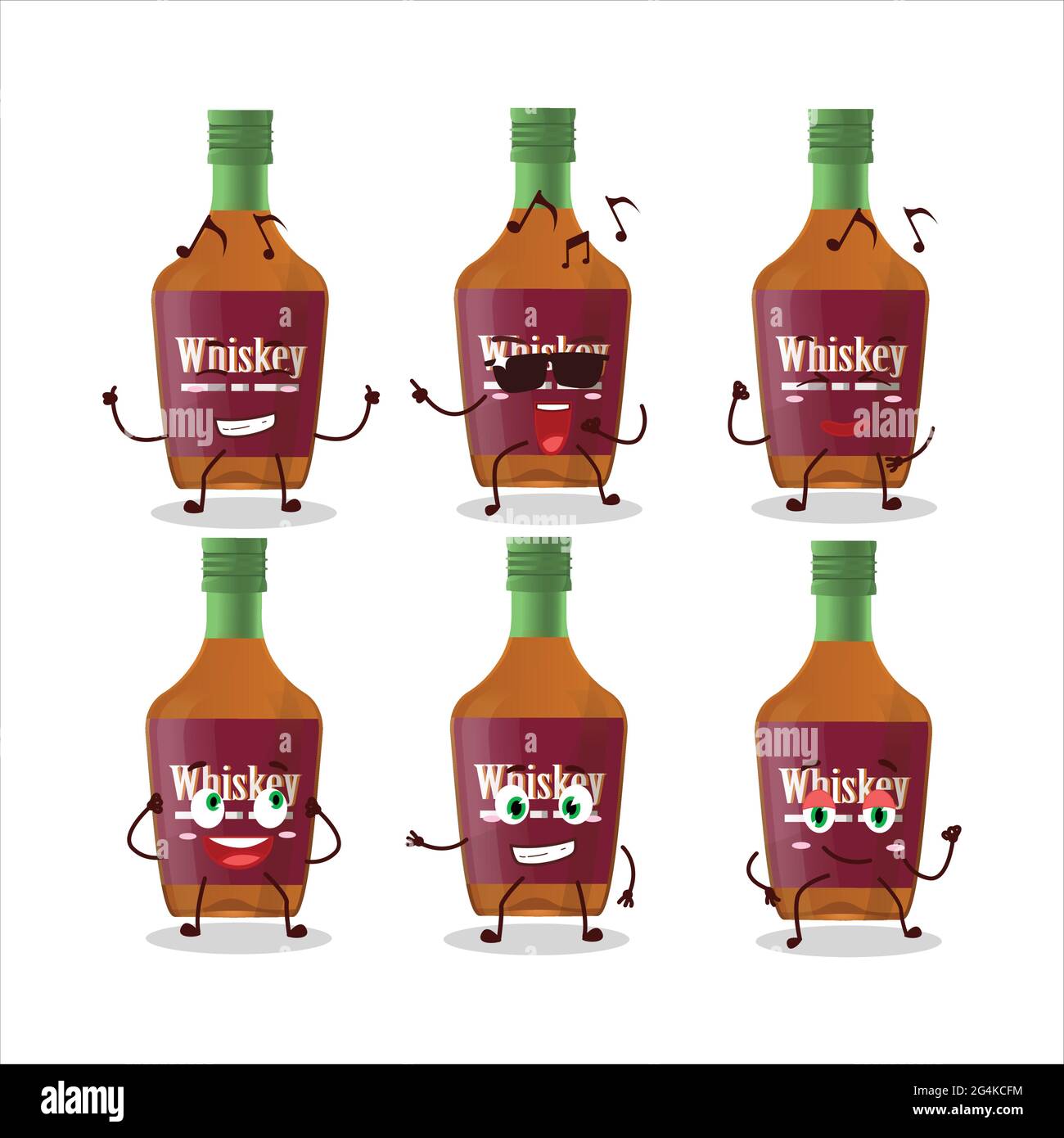 An image of whiskey bottle dancer cartoon character enjoying the music ...