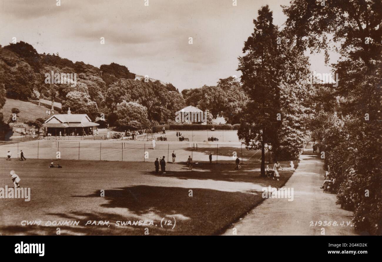 Cwm Donkin Park, Swansea, 1936. Tennis courts at Cwmdonkin Park which ...