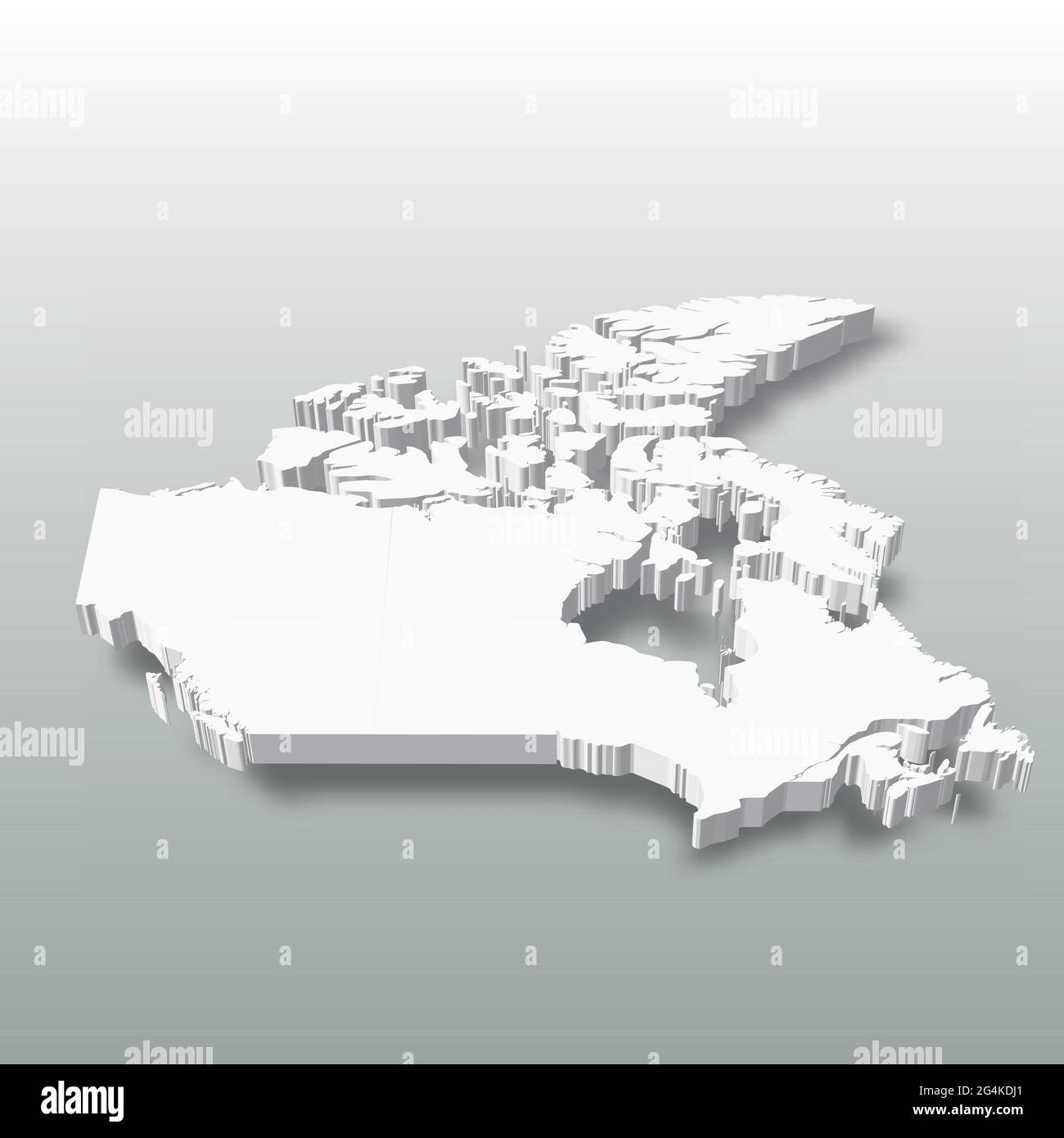 Canada - white 3D silhouette map of country area with dropped shadow on ...