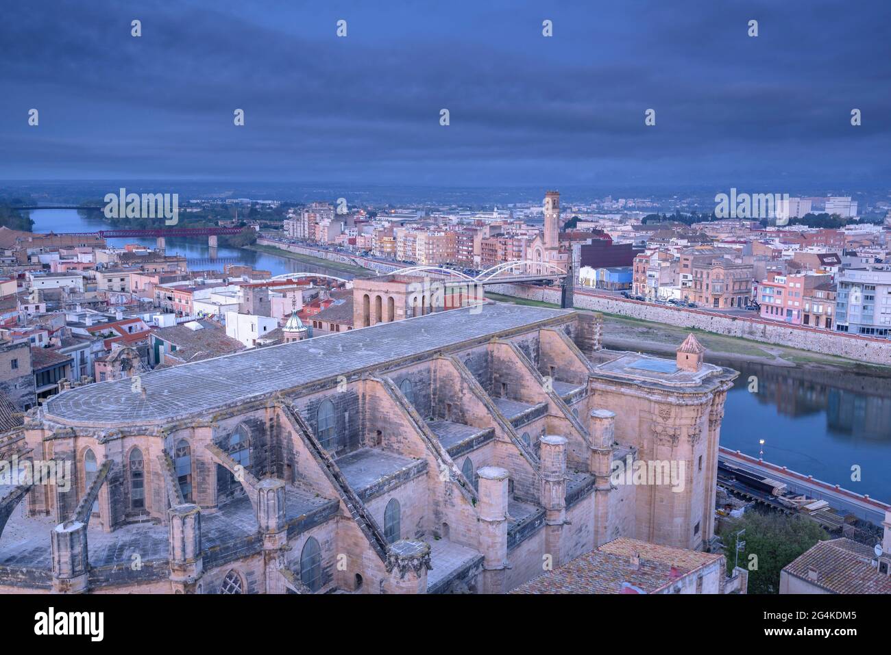 Sunrise in the city of Tortosa, seen from the viewpoint of the Suda ...