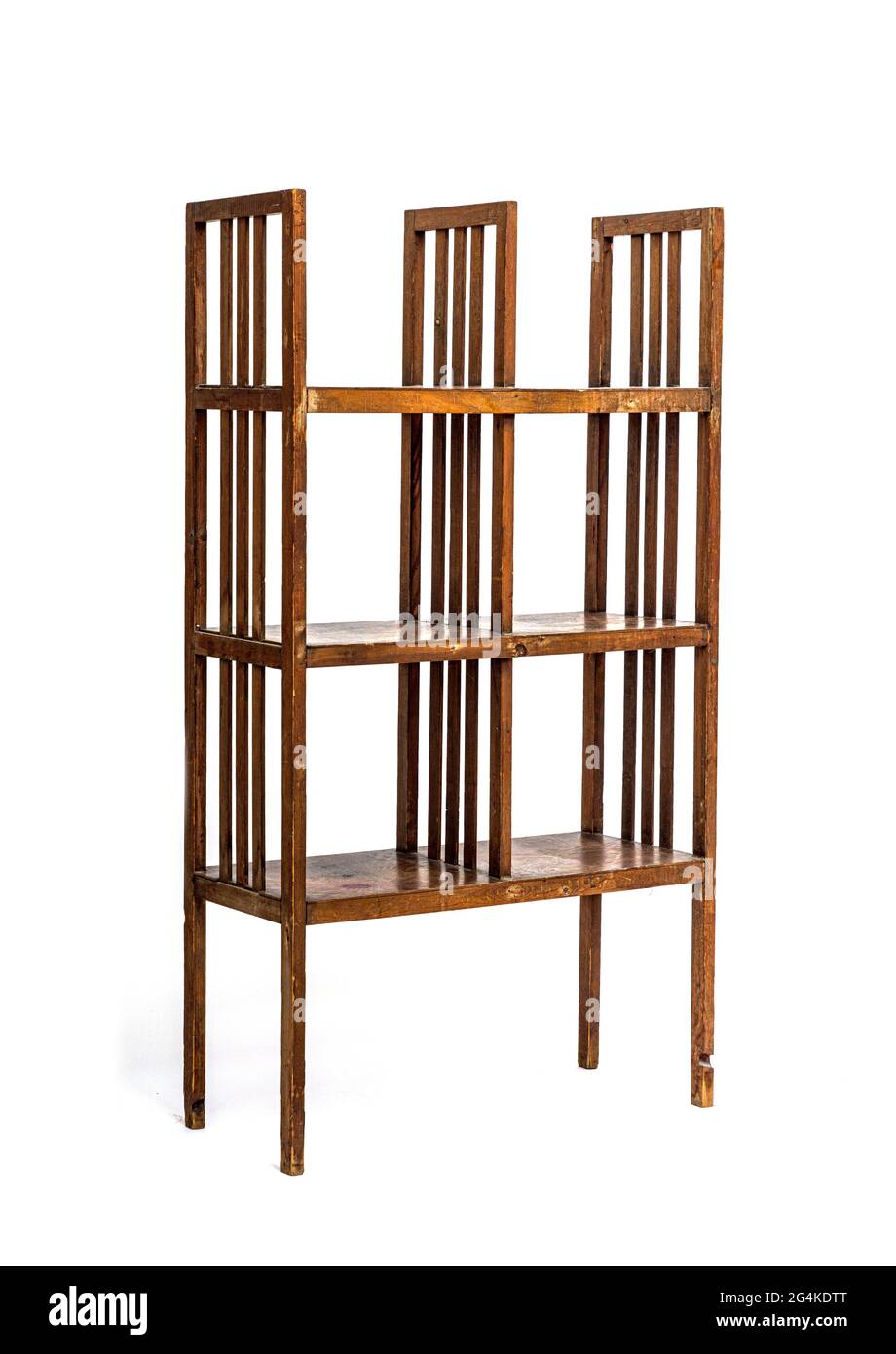 Old vintage bookshelf, isolated on white Stock Photo - Alamy