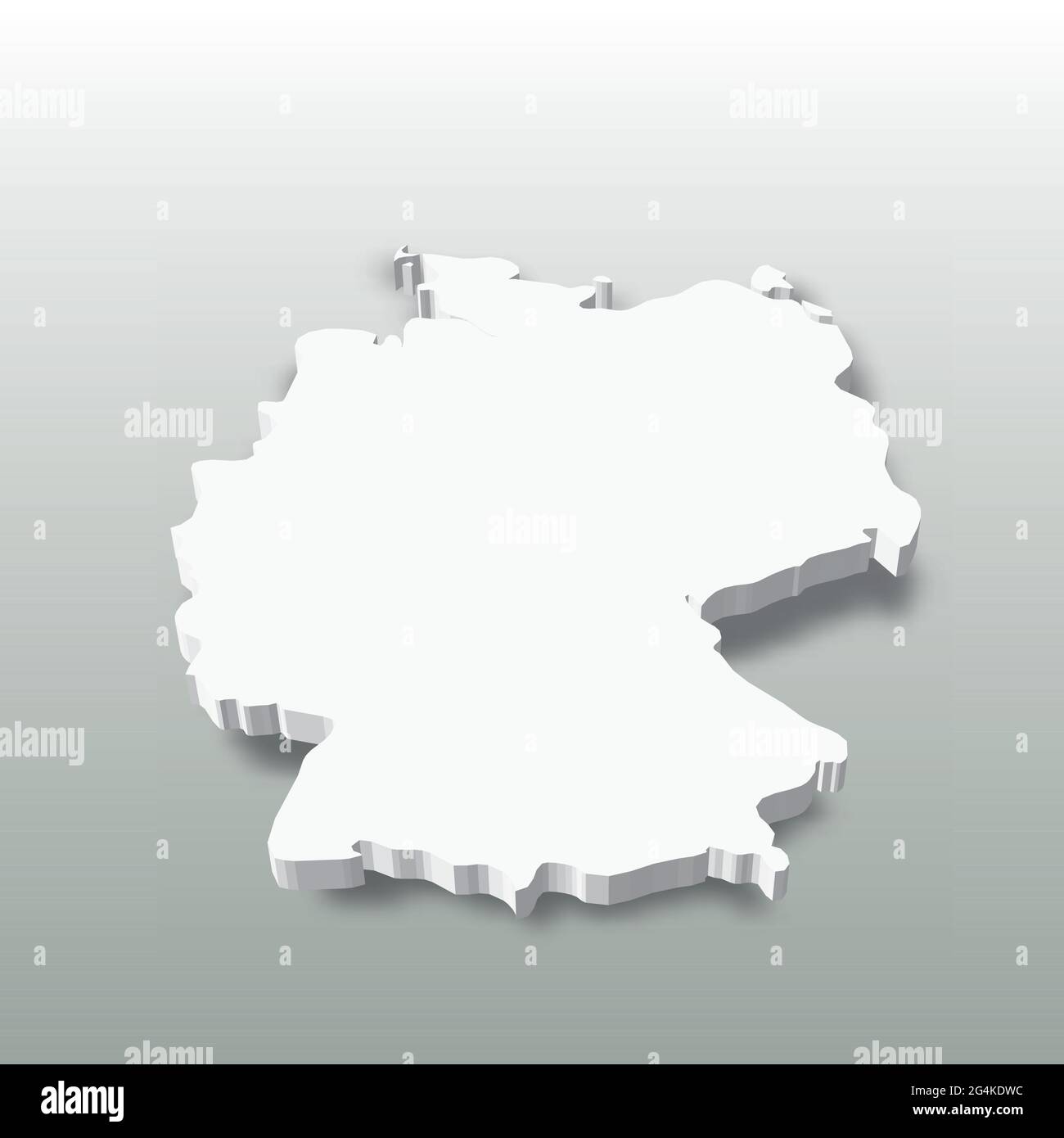 Germany - white 3D silhouette map of country area with dropped shadow ...