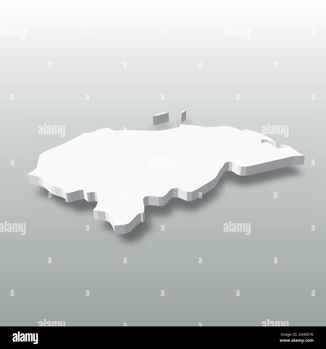 Honduras - white 3D silhouette map of country area with dropped shadow ...