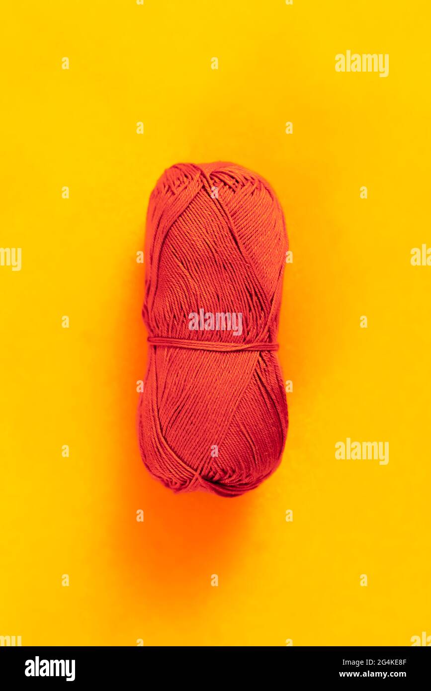 a top view of the isolated single one yarn roll for knitting homemade ...