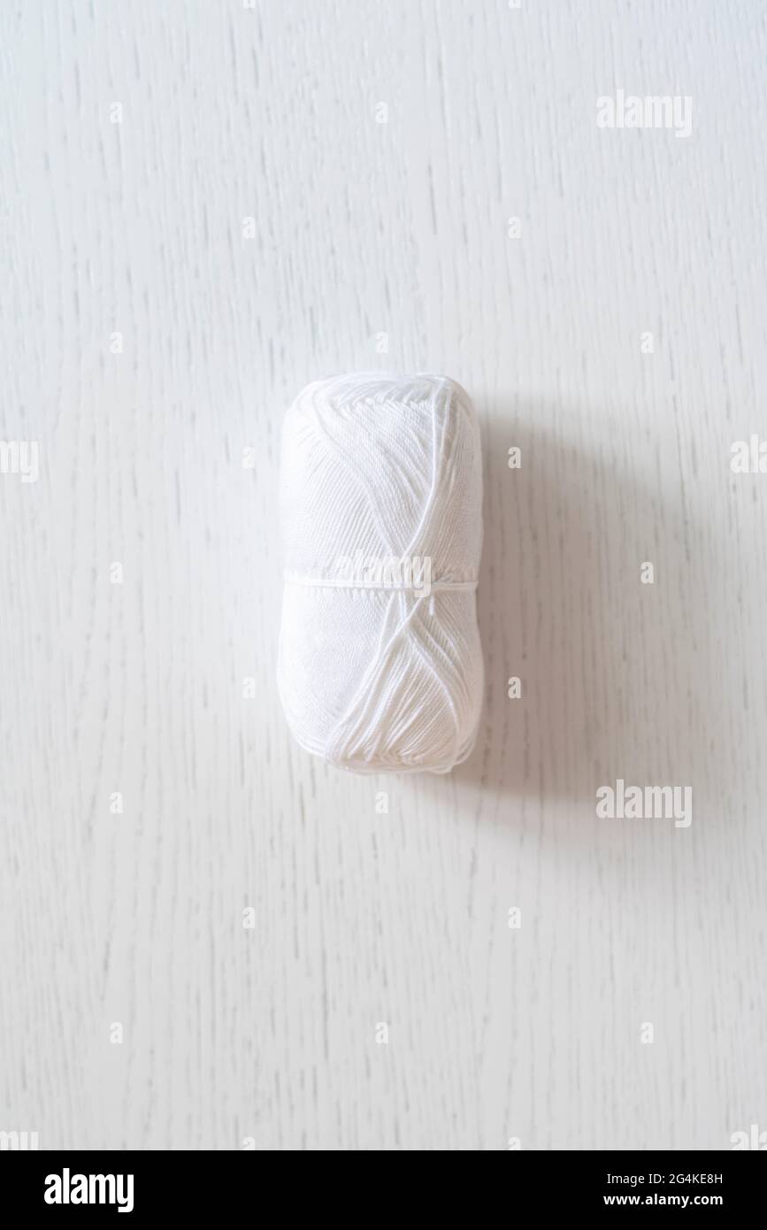 a top view of the isolated single one yarn roll for knitting homemade ...