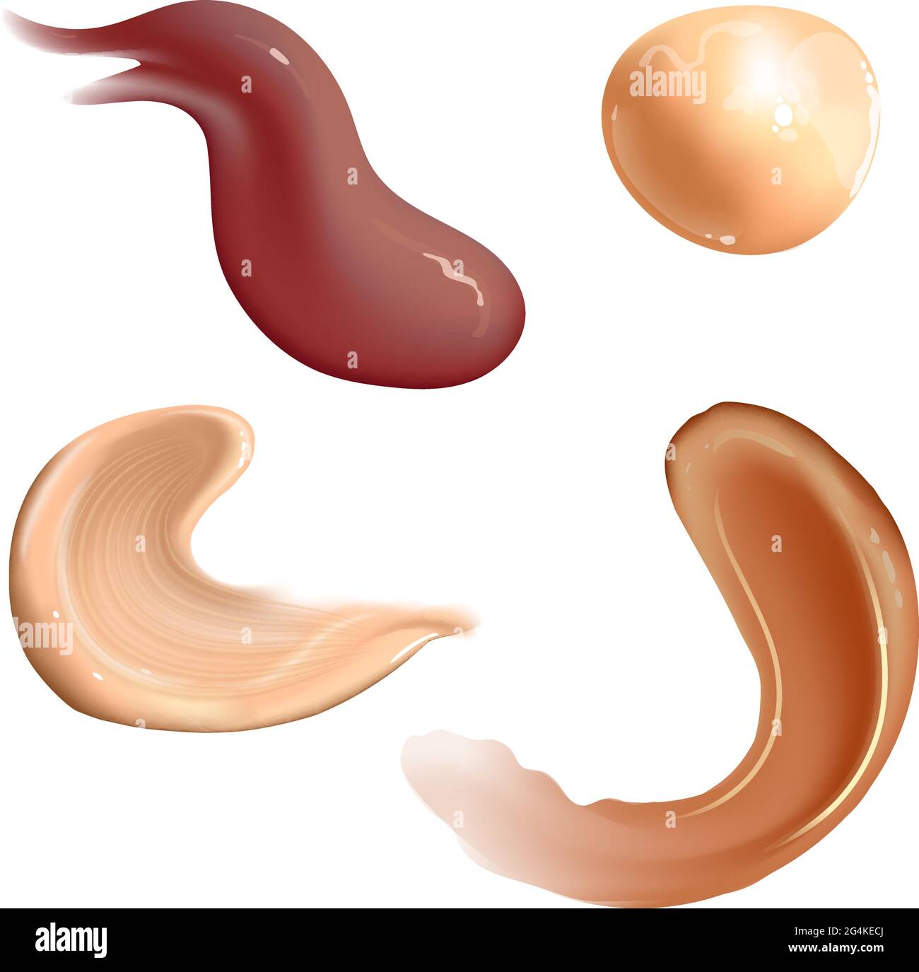 Set of realistic cosmetic cream smears. Skin toner of different body ...