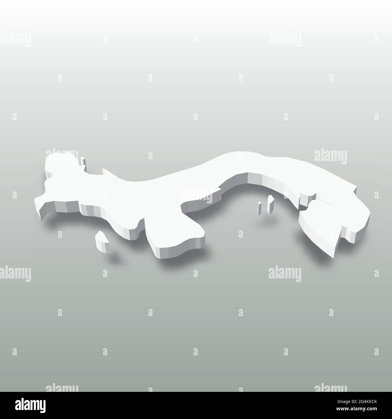 Panama - white 3D silhouette map of country area with dropped shadow on ...