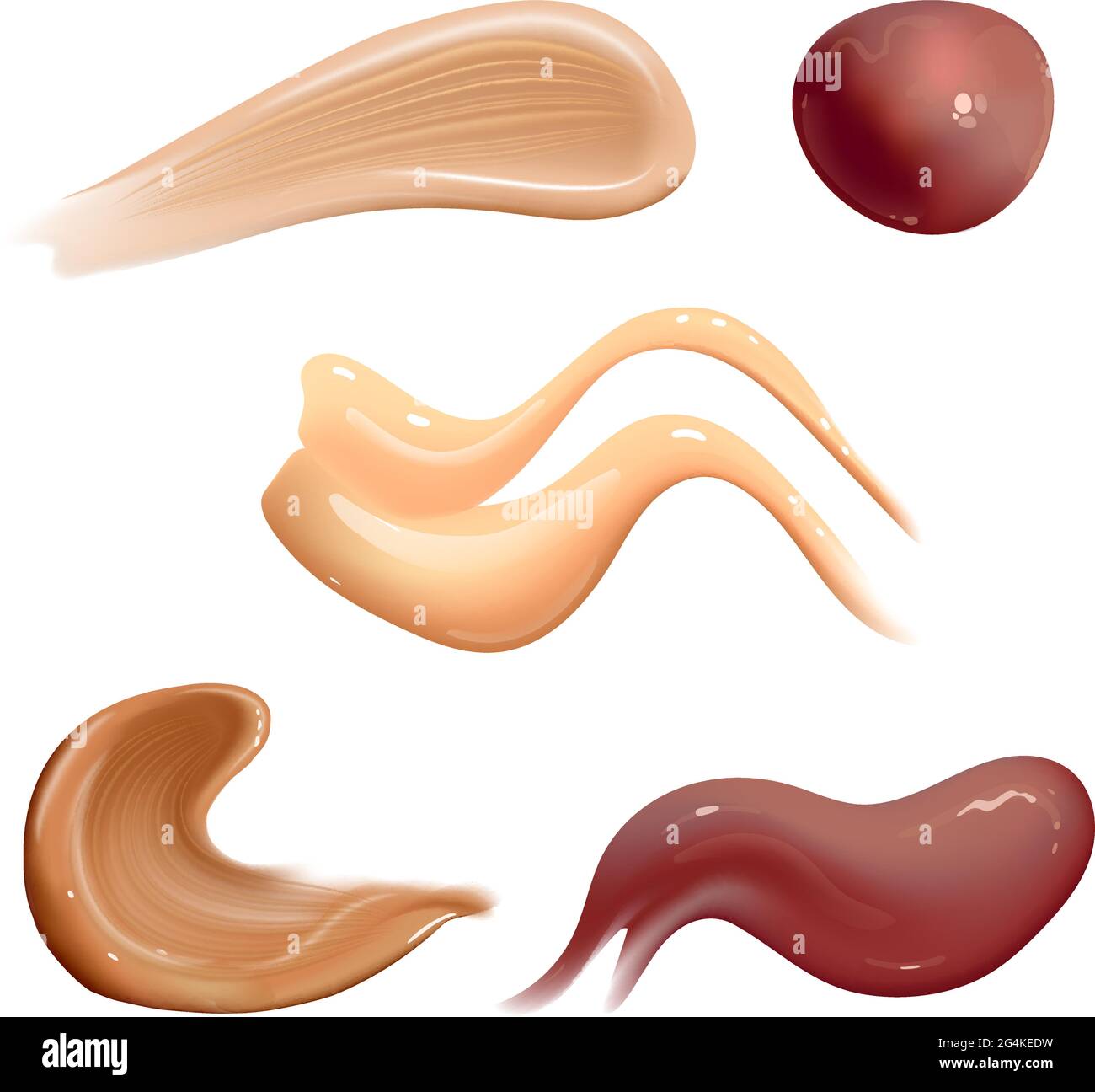 Set of realistic cosmetic cream smears. Skin toner of different body ...