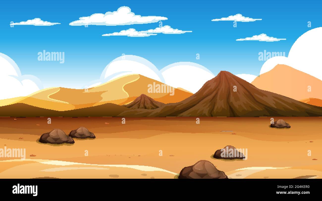 Desert forest landscape at daytime scene illustration Stock Vector ...