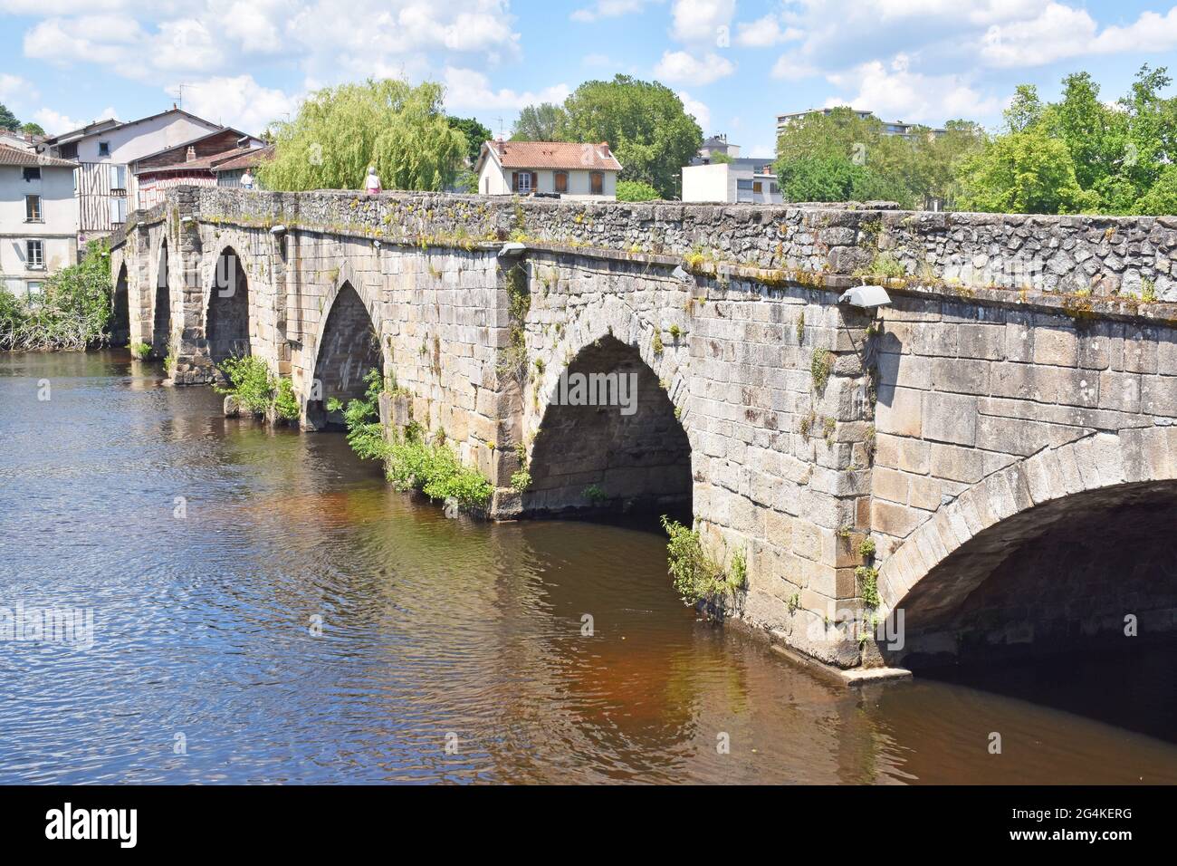 The Pont (bridge) St. Martial over the river Vienne in Limoges, France ...