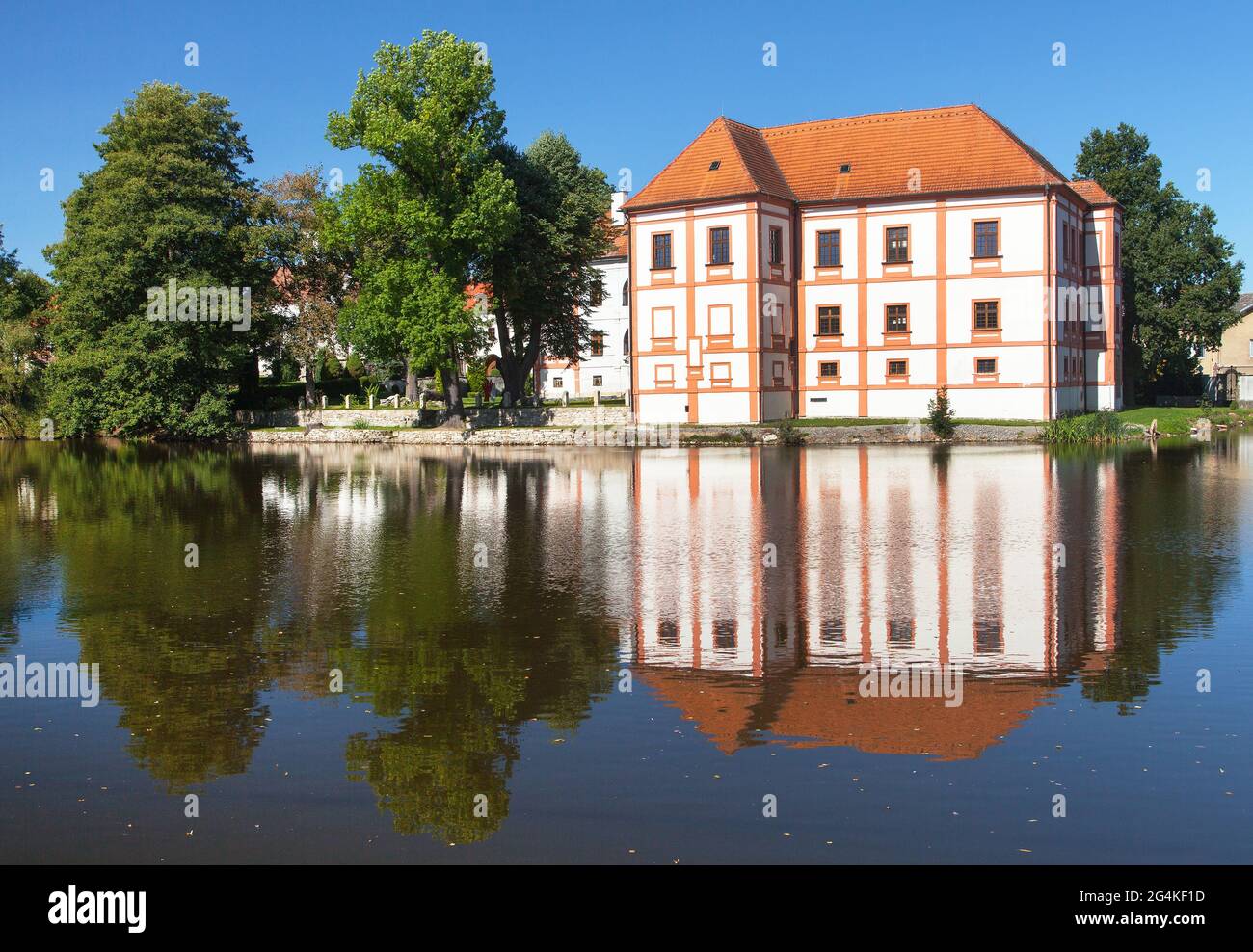 Horni cerekev renaissance and baroque castle standing above the water ...