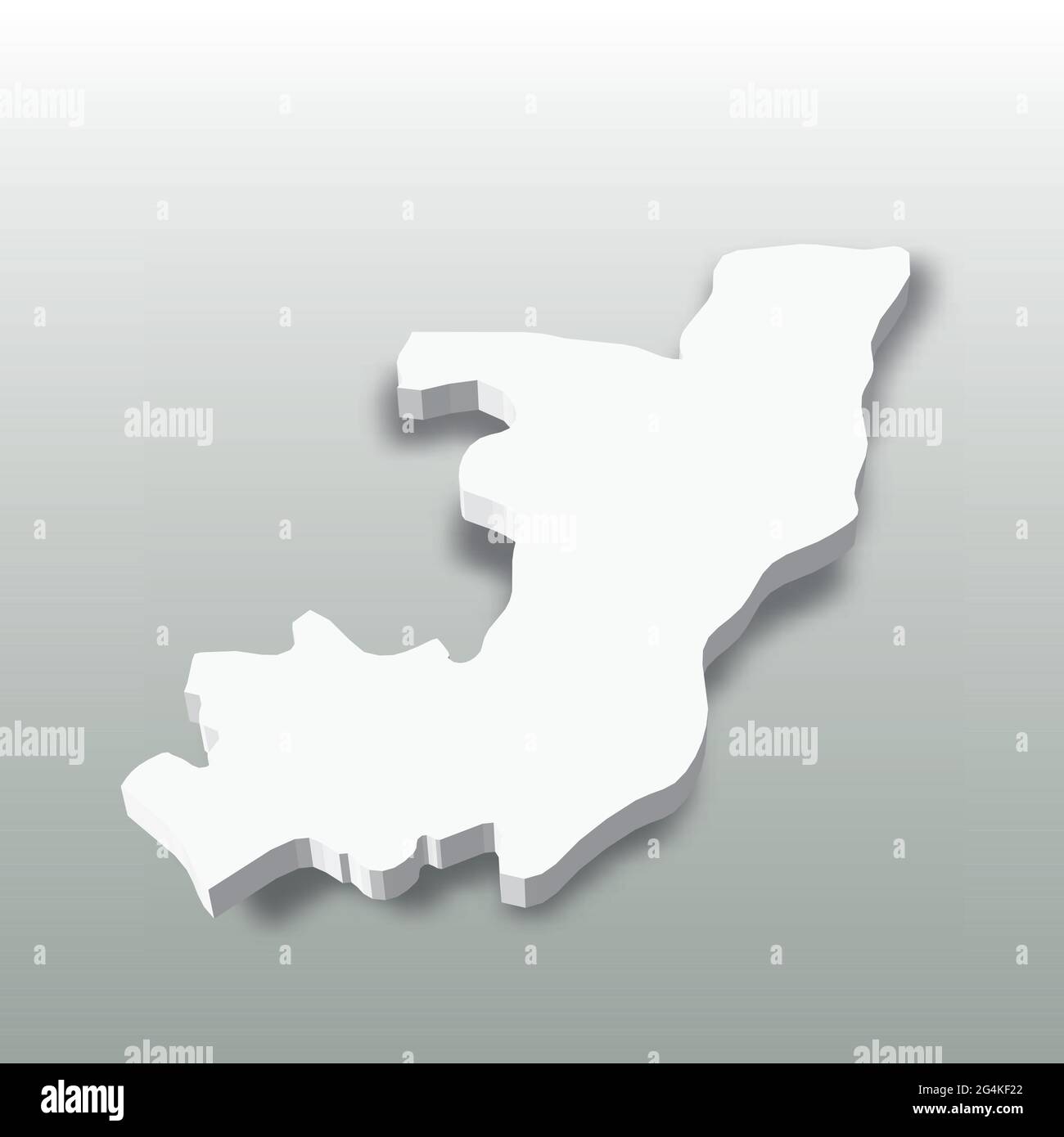 Republic of the Congo, former Zaire - white 3D silhouette map of ...