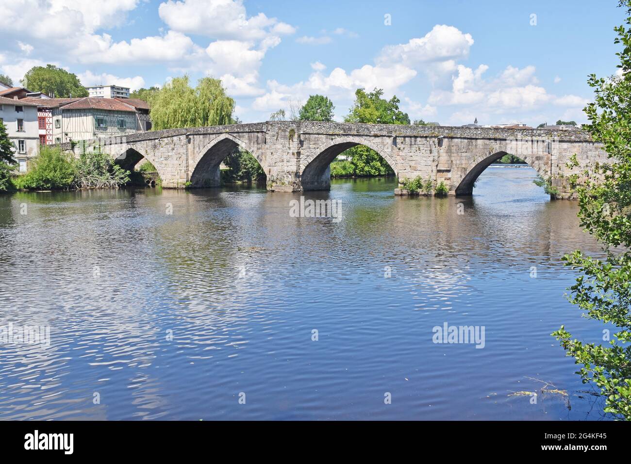 The Pont (bridge) St. Martial over the river Vienne in Limoges, France ...