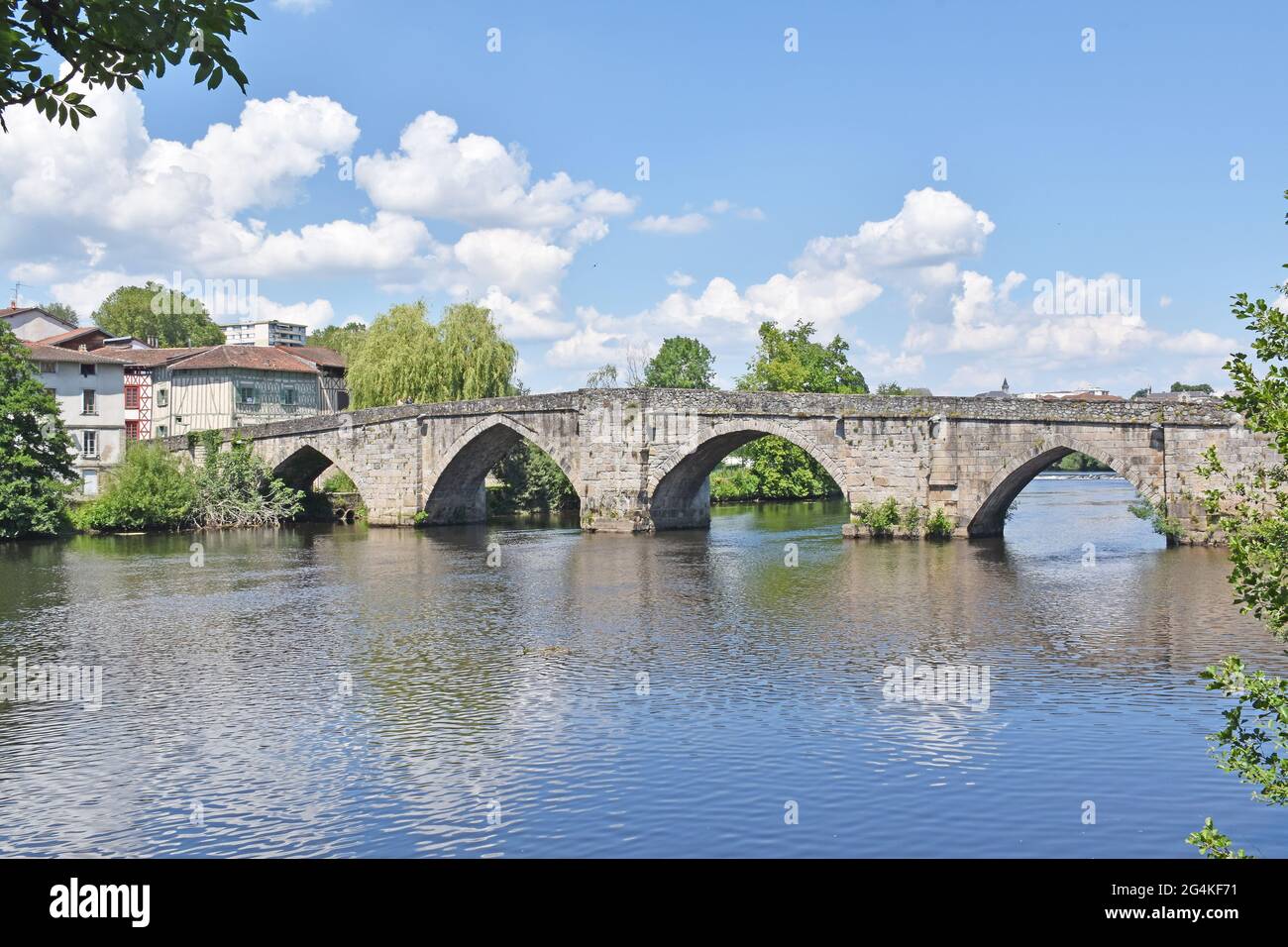 The Pont (bridge) St. Martial over the river Vienne in Limoges, France ...