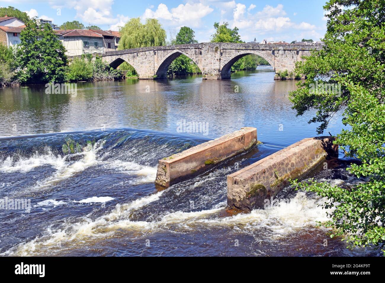 The Pont (bridge) St. Martial over the river Vienne in Limoges, France ...