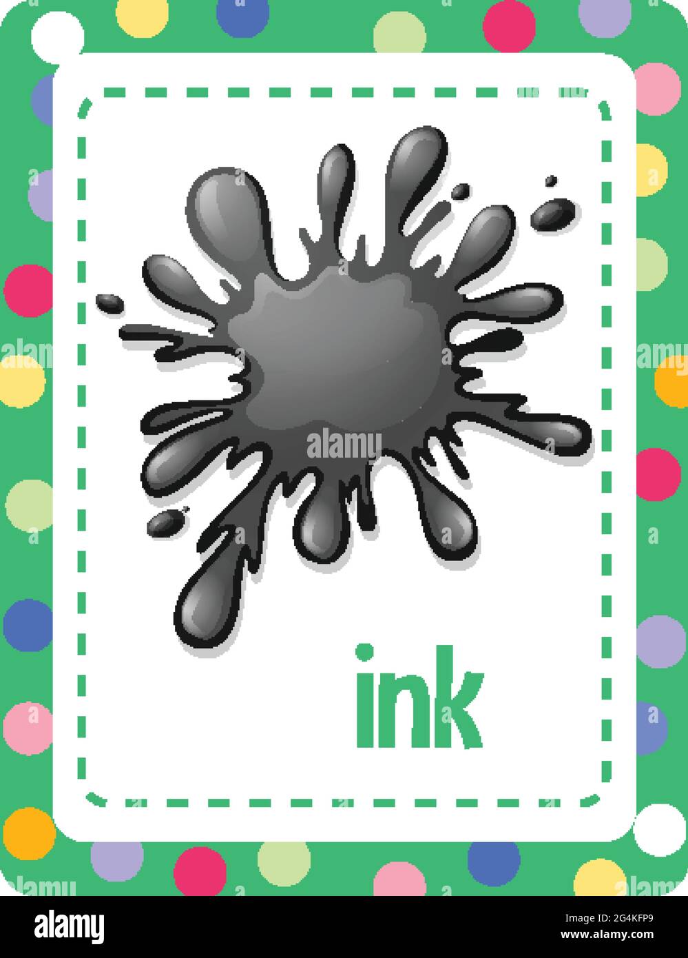 Vocabulary flashcard with word Ink illustration Stock Vector Image ...