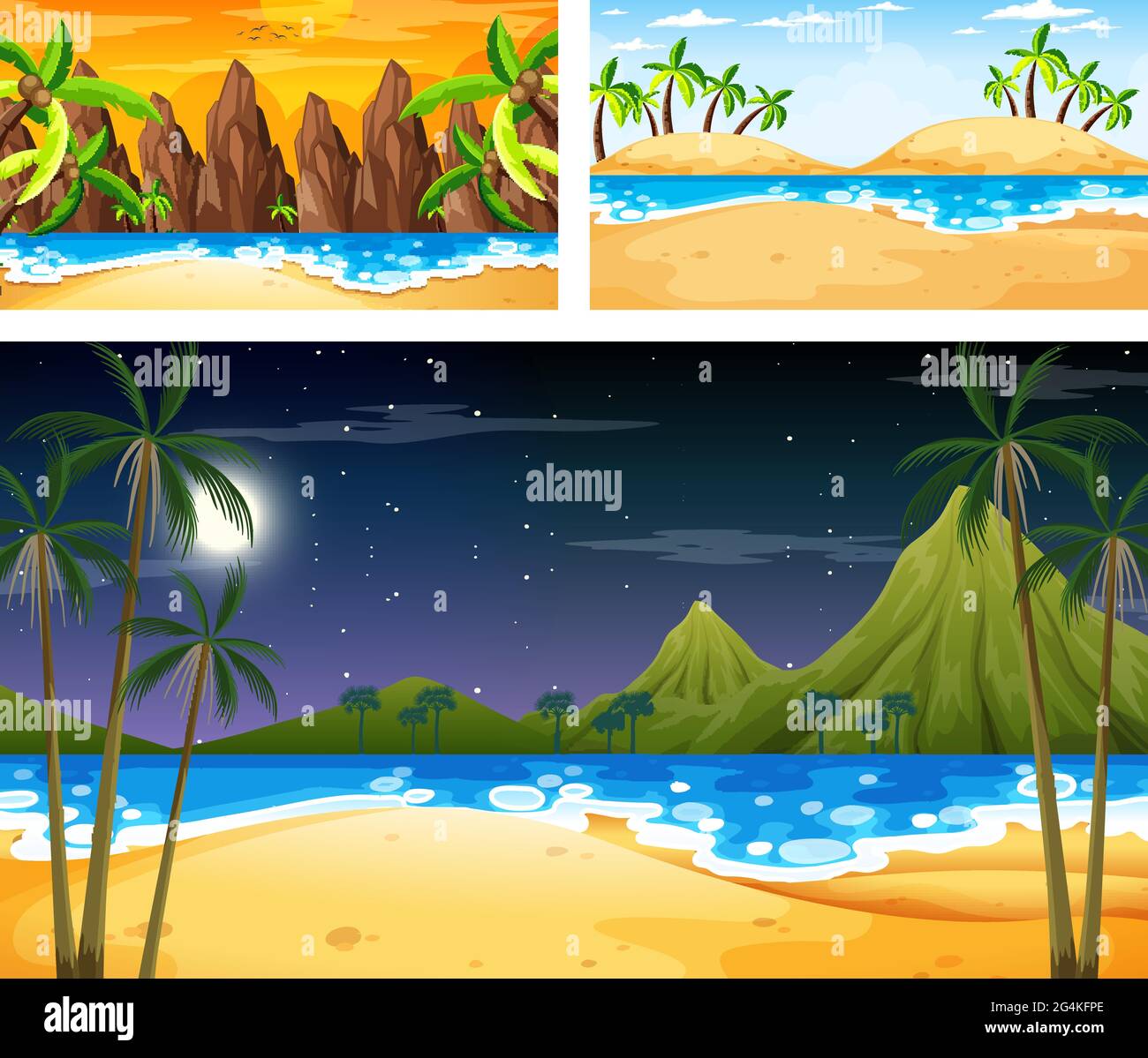 Set of different nature landscape scenes illustration Stock Vector ...
