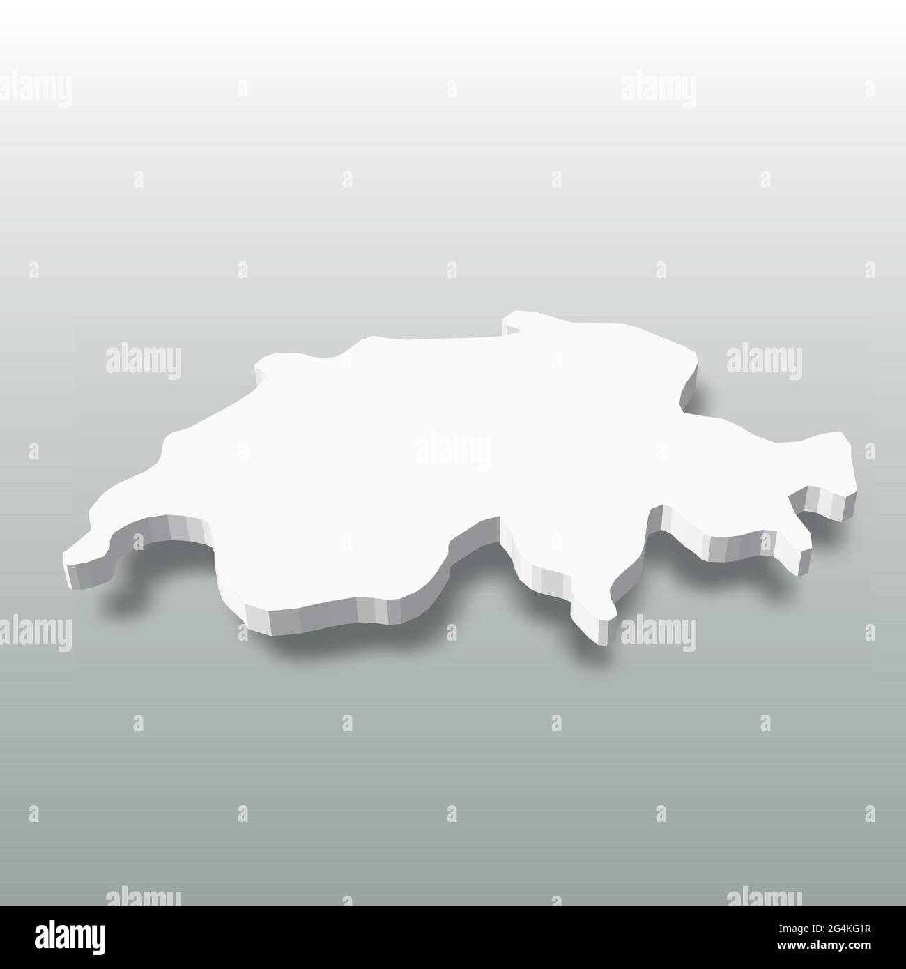 Switzerland - white 3D silhouette map of country area with dropped ...