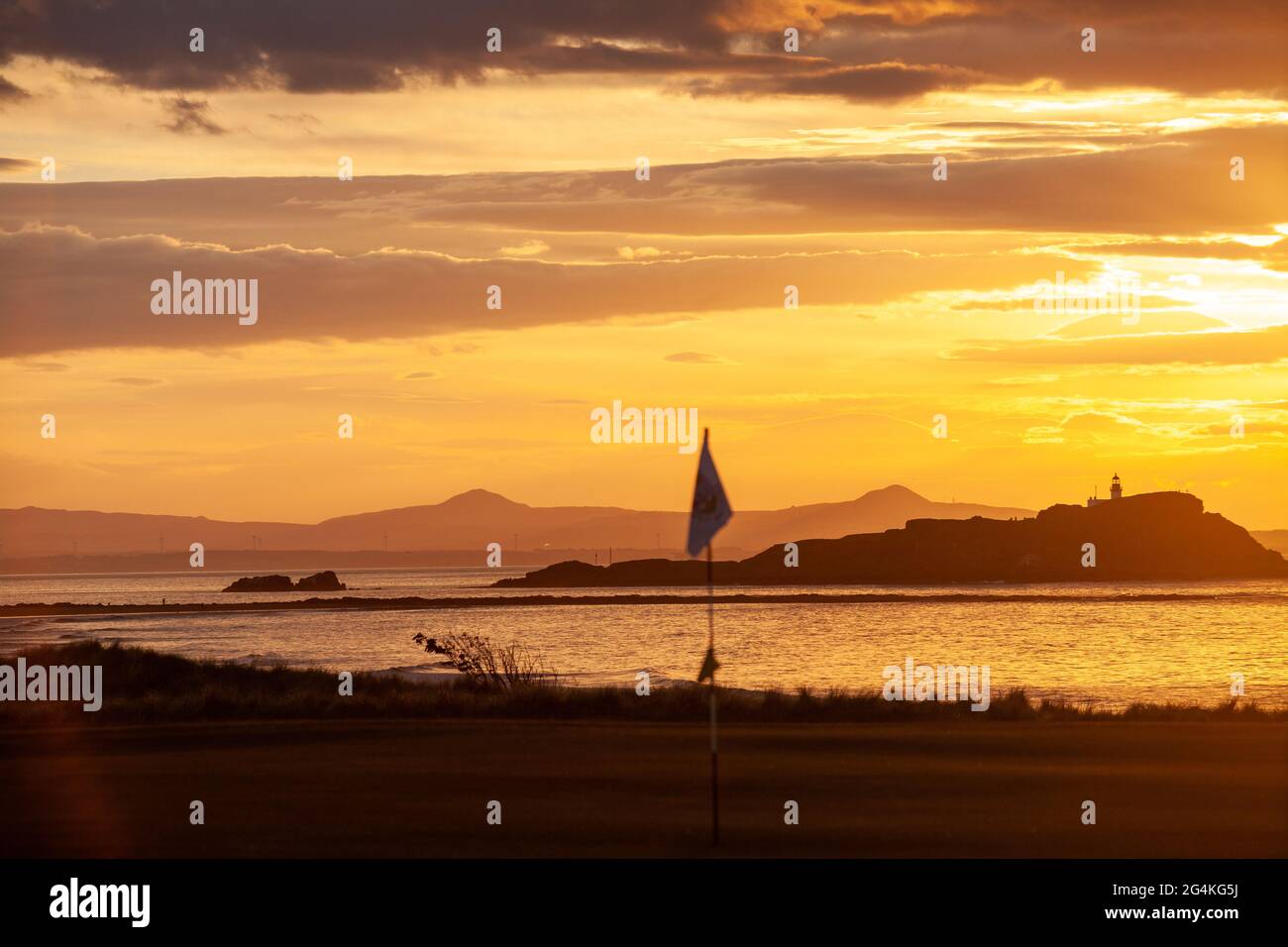 A beautiful sunset over Fidra island, North Berwick, Scotland Stock ...