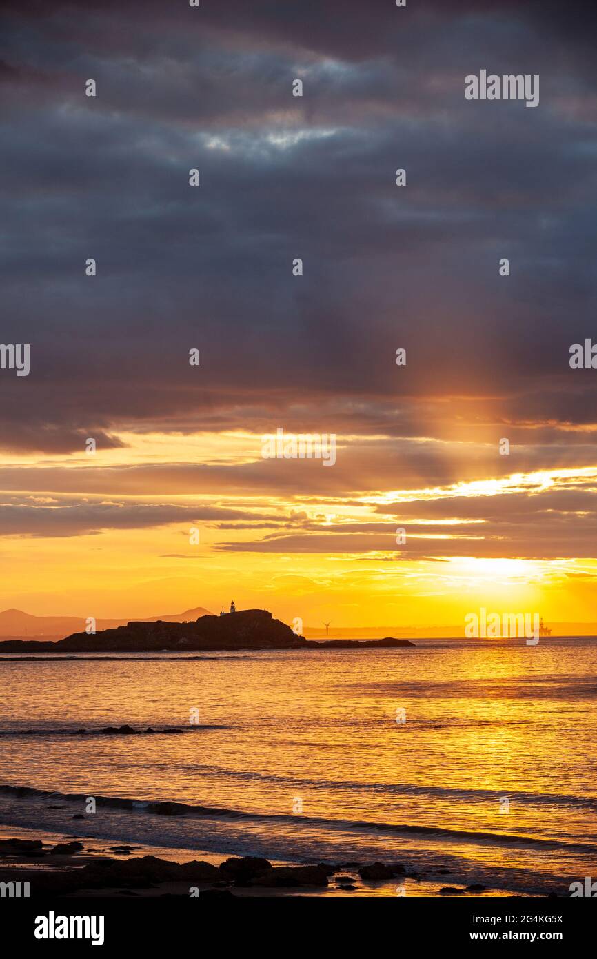 A beautiful sunset over Fidra island, North Berwick, Scotland Stock ...