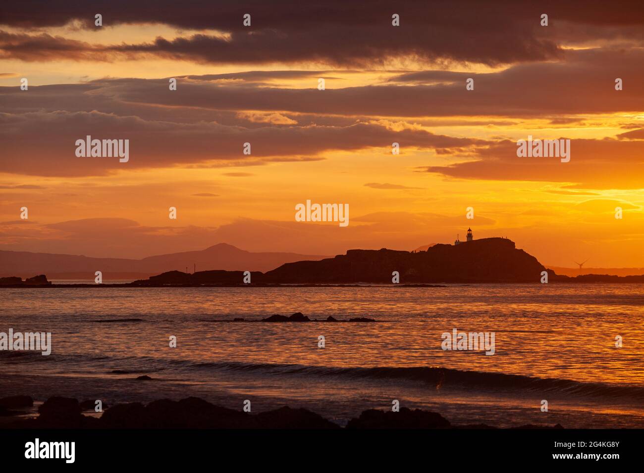 A beautiful sunset over Fidra island, North Berwick, Scotland Stock ...
