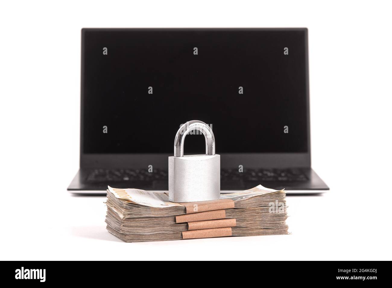 Cyber crime. Internet cyber security concept with a padlock on laptop ...
