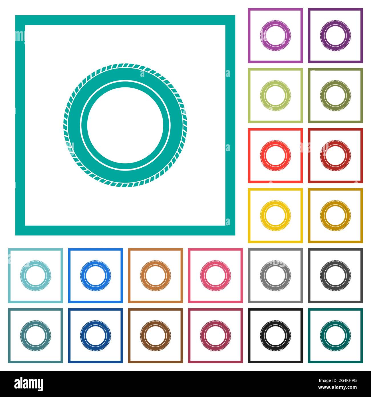 Car tire flat color icons with quadrant frames on white background ...