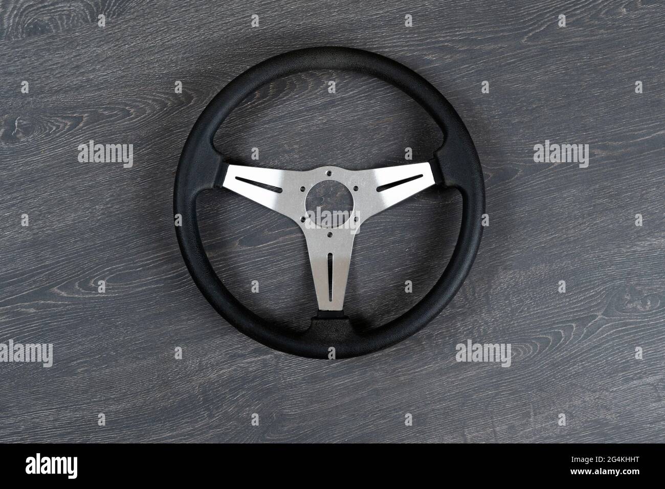 isolated steering wheel a view from above, simple minimalist racing ...