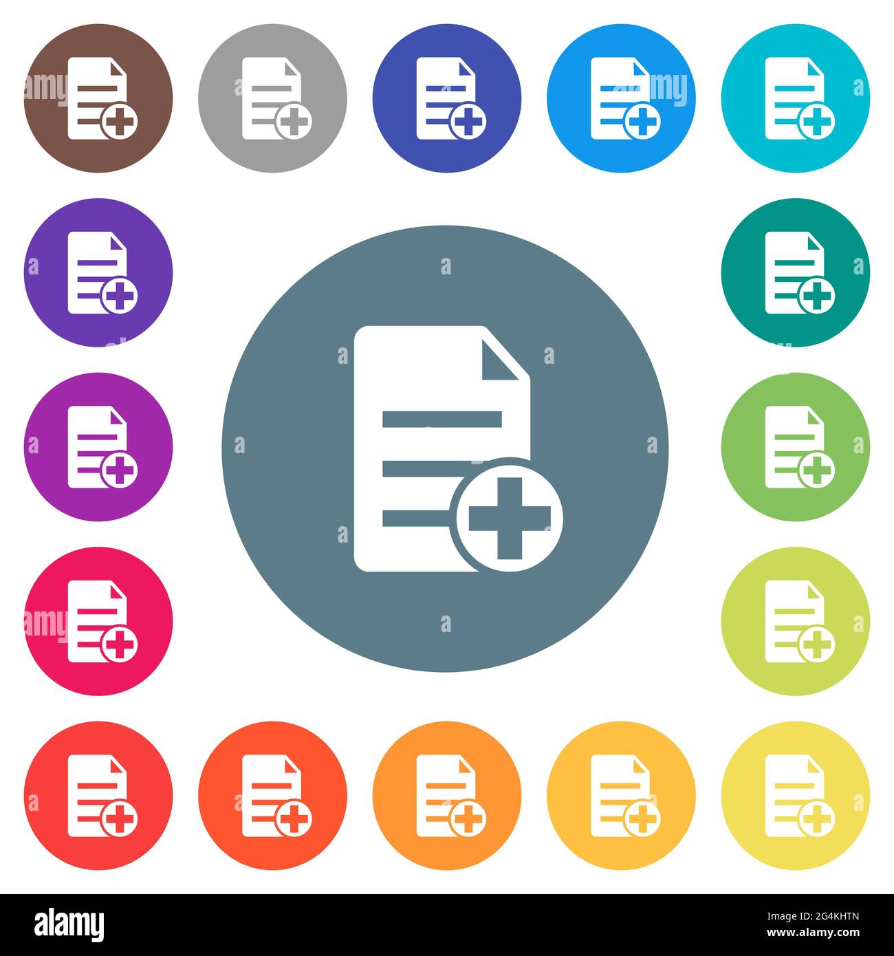 Add new document flat white icons on round color backgrounds. 17 ...